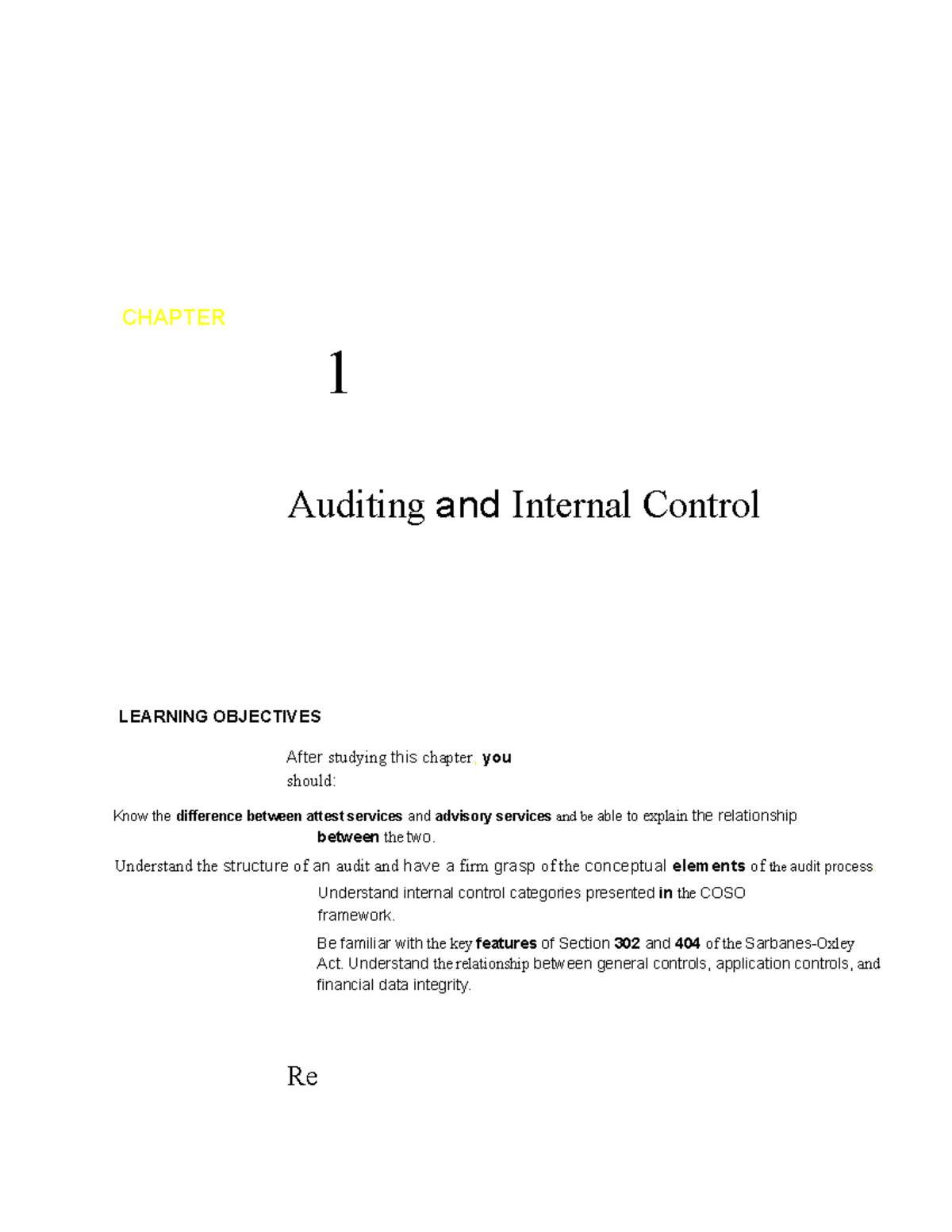 Chapter 1 - Auditing & Internal Control - CHAPTER 1 Auditing and Internal Control LEARNING - Studocu