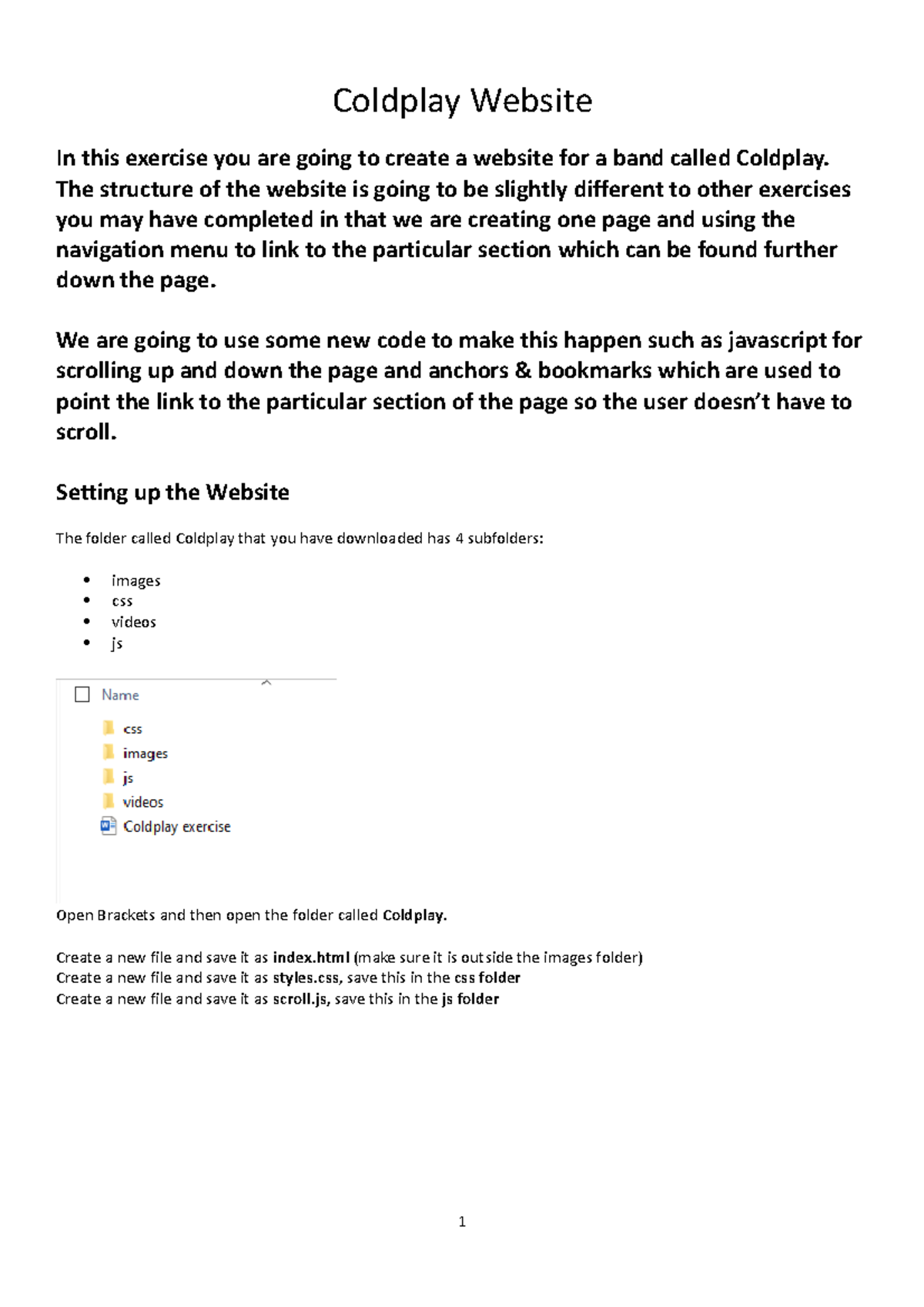 Coldplay exercise - Coldplay Website In this exercise you are going to ...