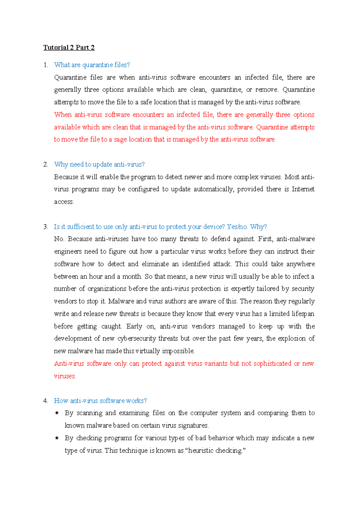 Tutorial 2 Part 2 - Information and IT Security - Tutorial 2 Part 2 What are quarantine files ...