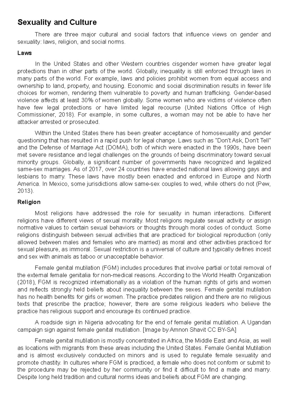 Sexuality and Culture - Sexuality and Culture There are three major ...