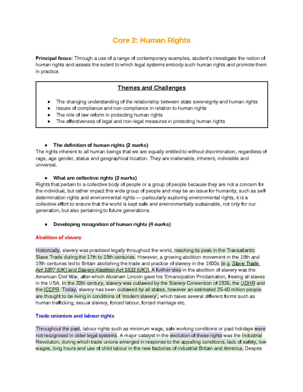 Hsc human rights possible short answers response - Core 2: Human Rights ...