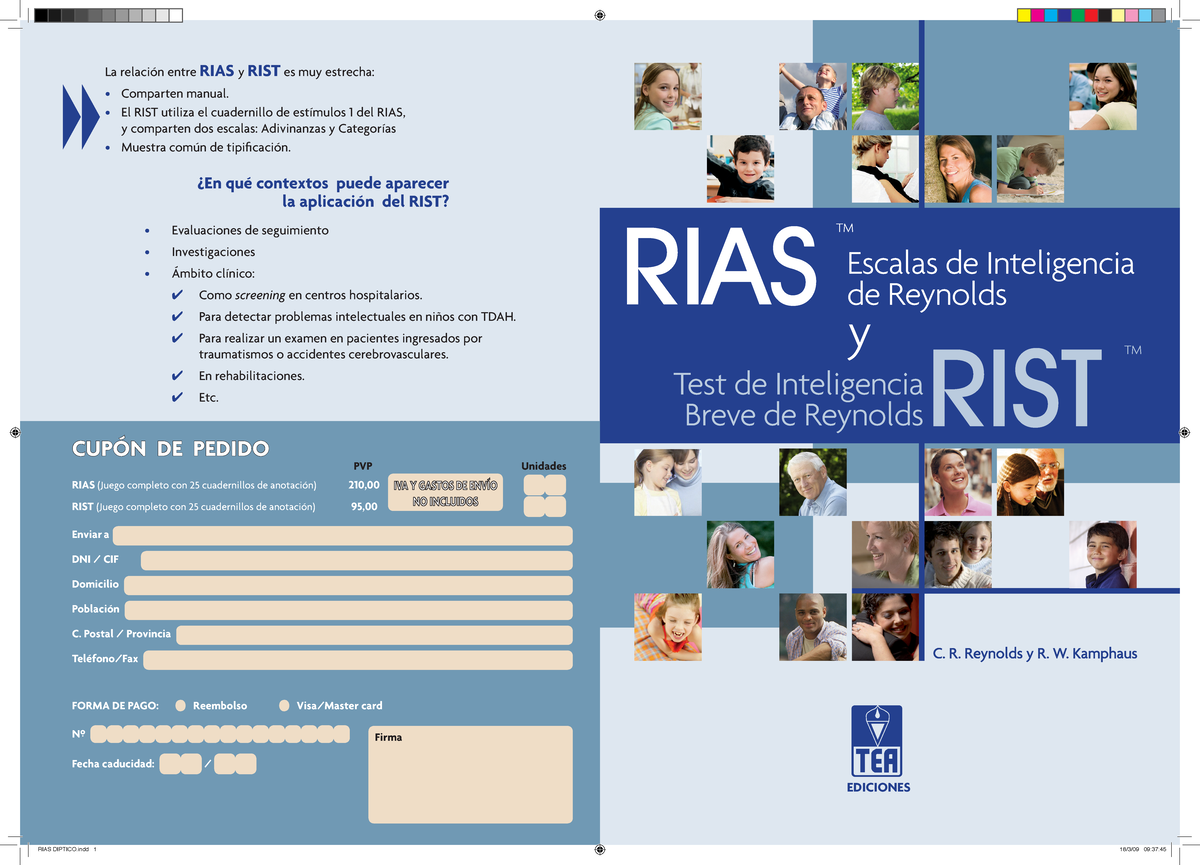 Ficha Técnica RIAS-RIST (Díptico) - EDICIONES RIAS TM RIST TM y Escalas de Inteligencia de ...