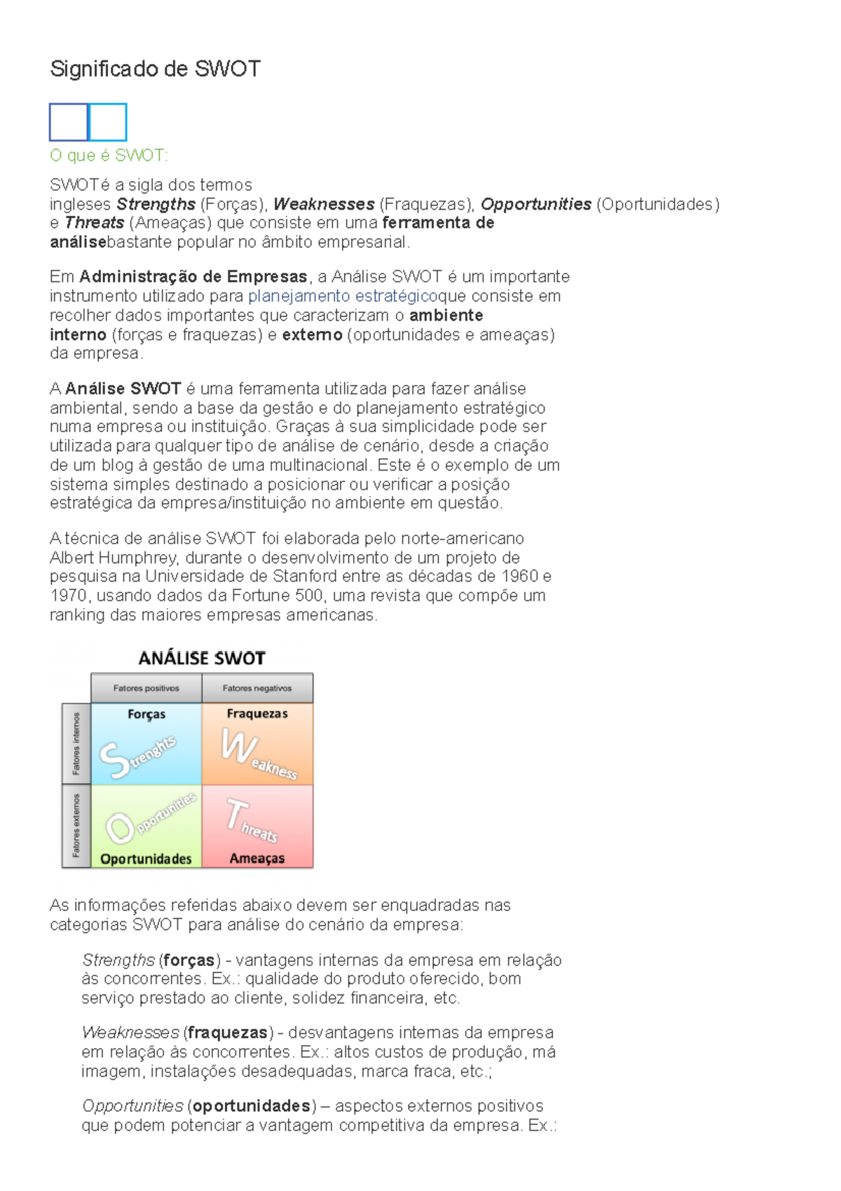 Significado de SWOT - O que é, Conceito e Definição - Significado de ...