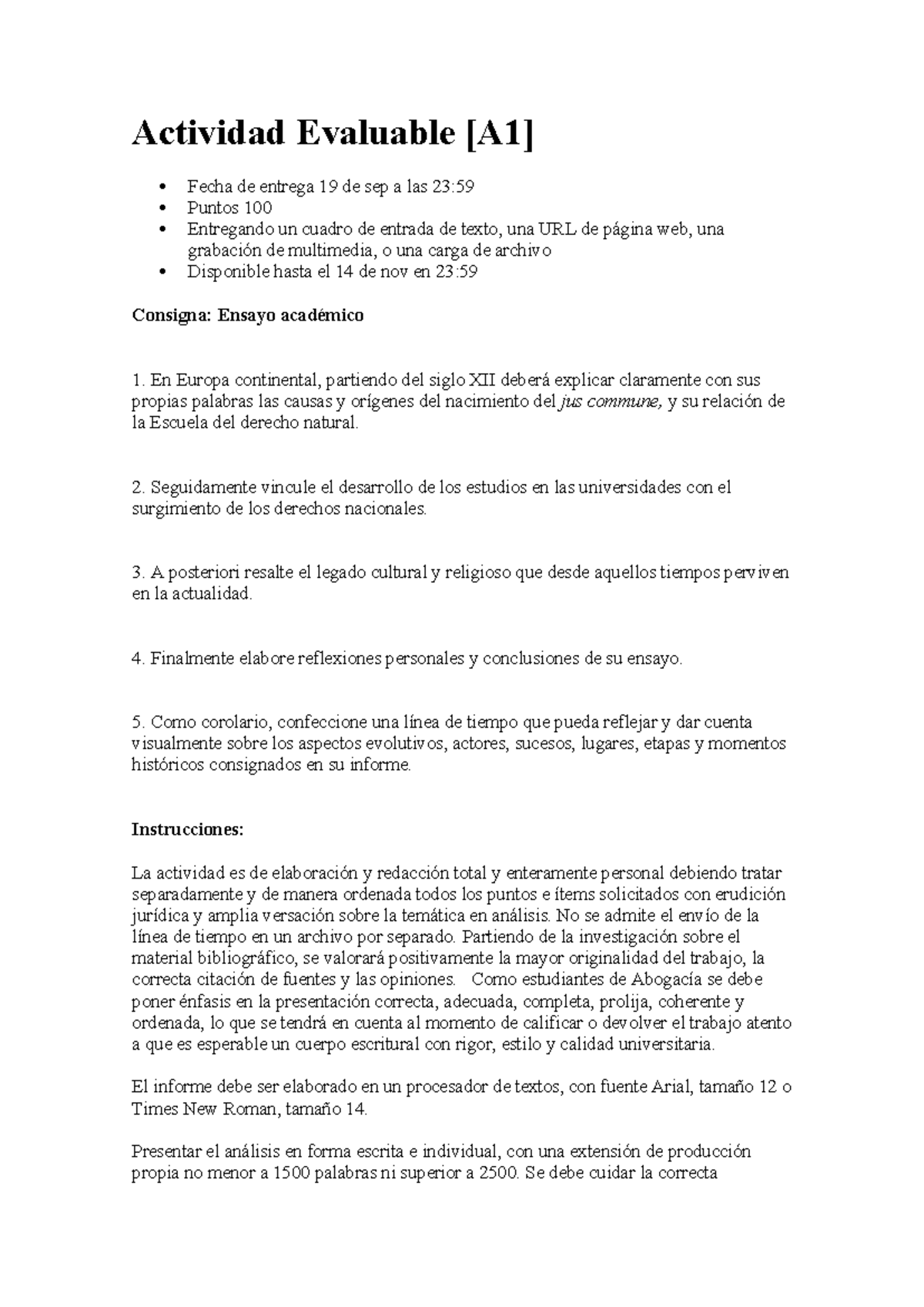 Actividad 1 Sistema Juridicos Contemporaneos - Actividad Evaluable [A1] Fecha de entrega 19 de ...