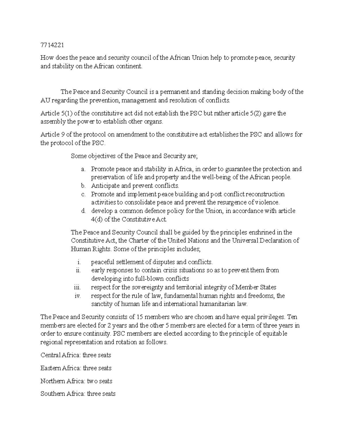 How does the peace and security council of the African Union help to ...