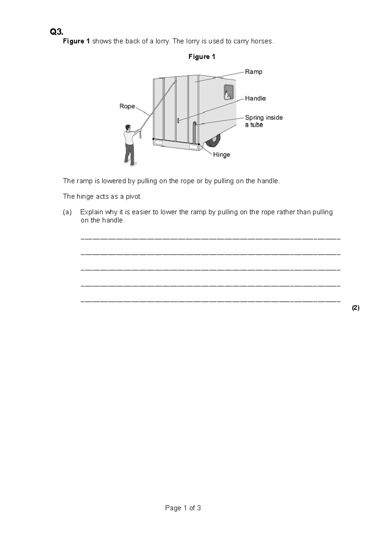 Moments Gears HWK - Q3. Figure 1 shows the back of a lorry. The lorry ...