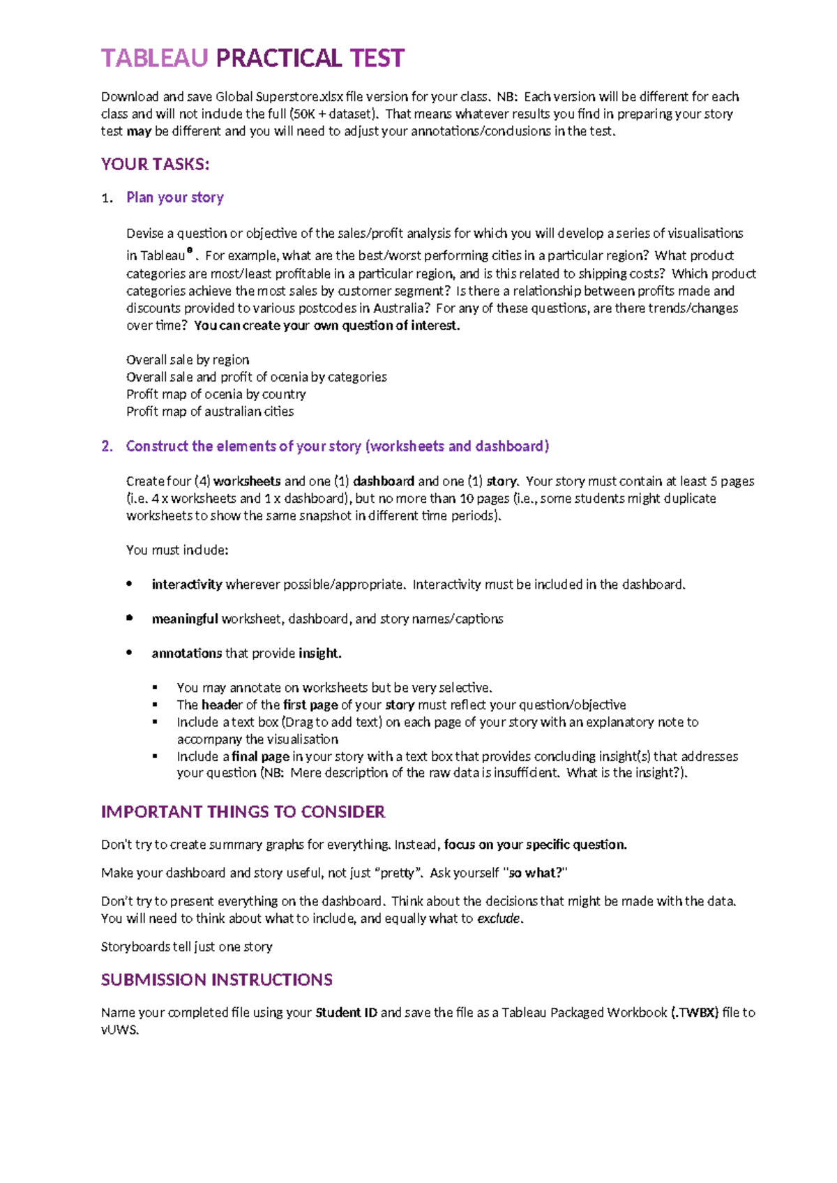 Tableau Prac test 2 - Practice Test 2 - TABLEAU PRACTICAL TEST Download ...