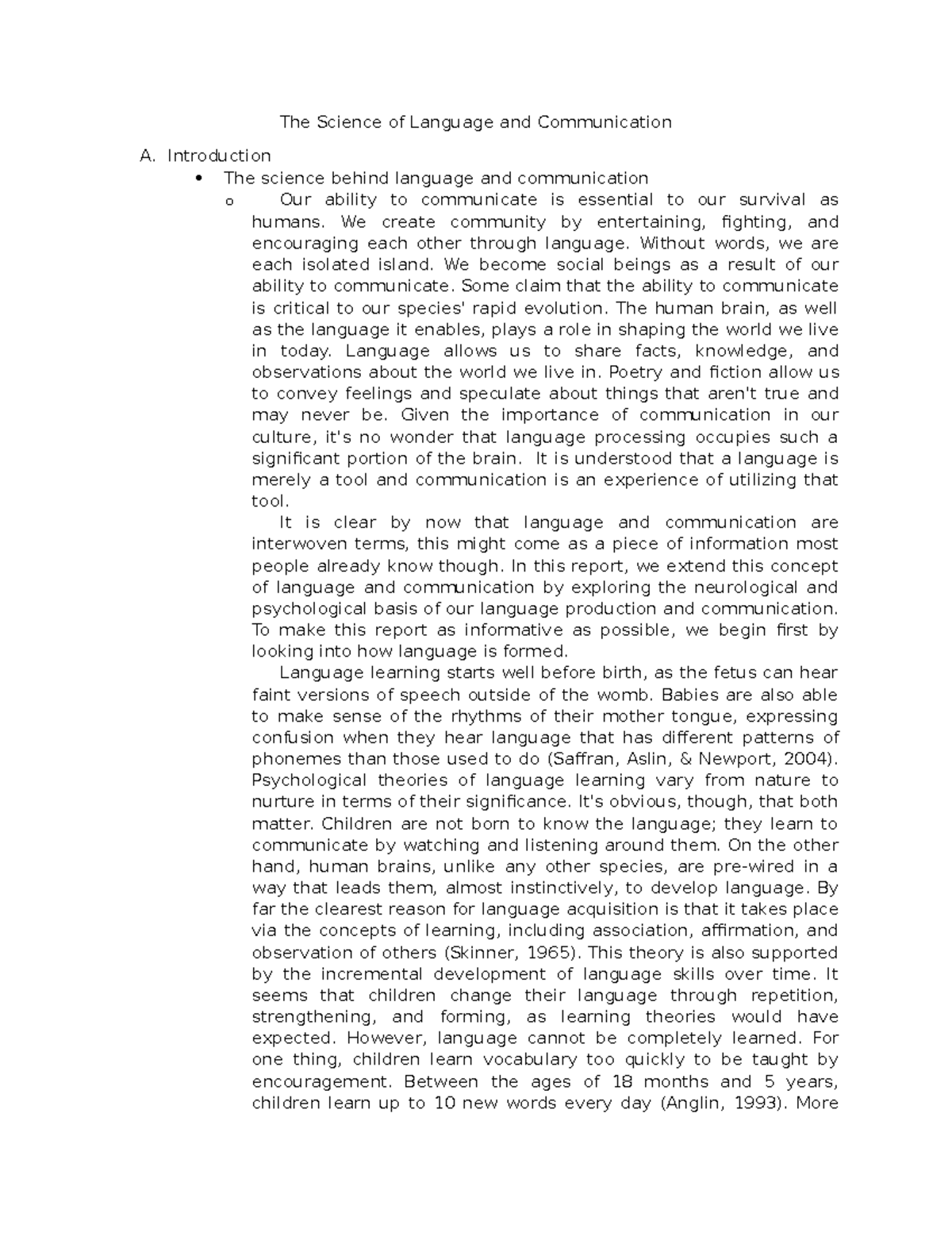 The Science of Language and Communication 2 - Introduction The science ...