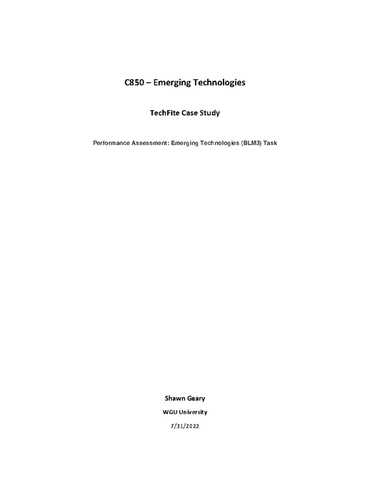 C850techfitecasestudy 2nd - C850 – Emerging Technologies TechFite Case ...