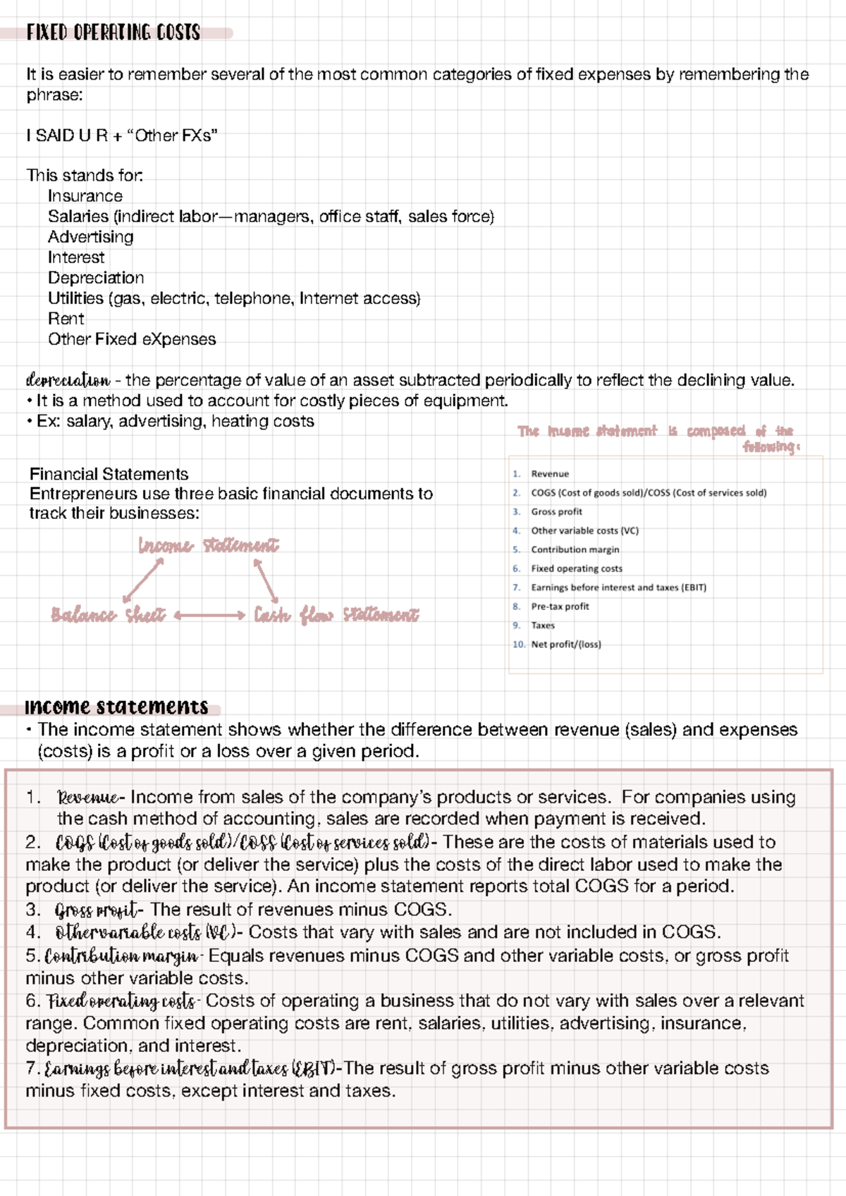 Entrepreneurship 5 14 - Fixed Operating Costs It is easier to remember ...