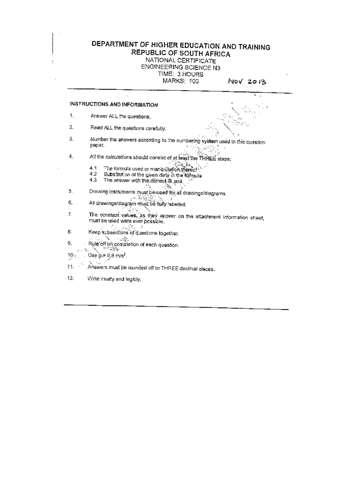 Engineering science n3 nov2013 QP 1 - DEPARTMENT OF HIGHER EDUCATION ...