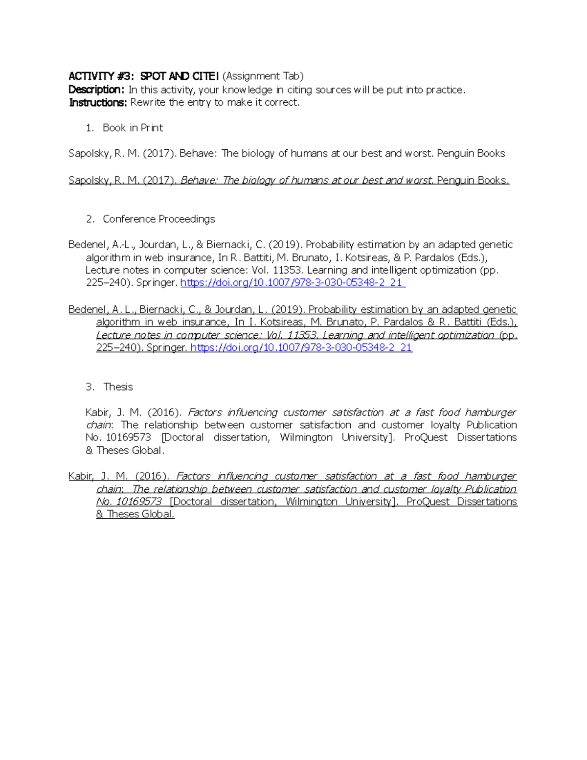 English Module 2 Citing Sources Activities - ACTIVITY #3: SPOT AND CITE ...