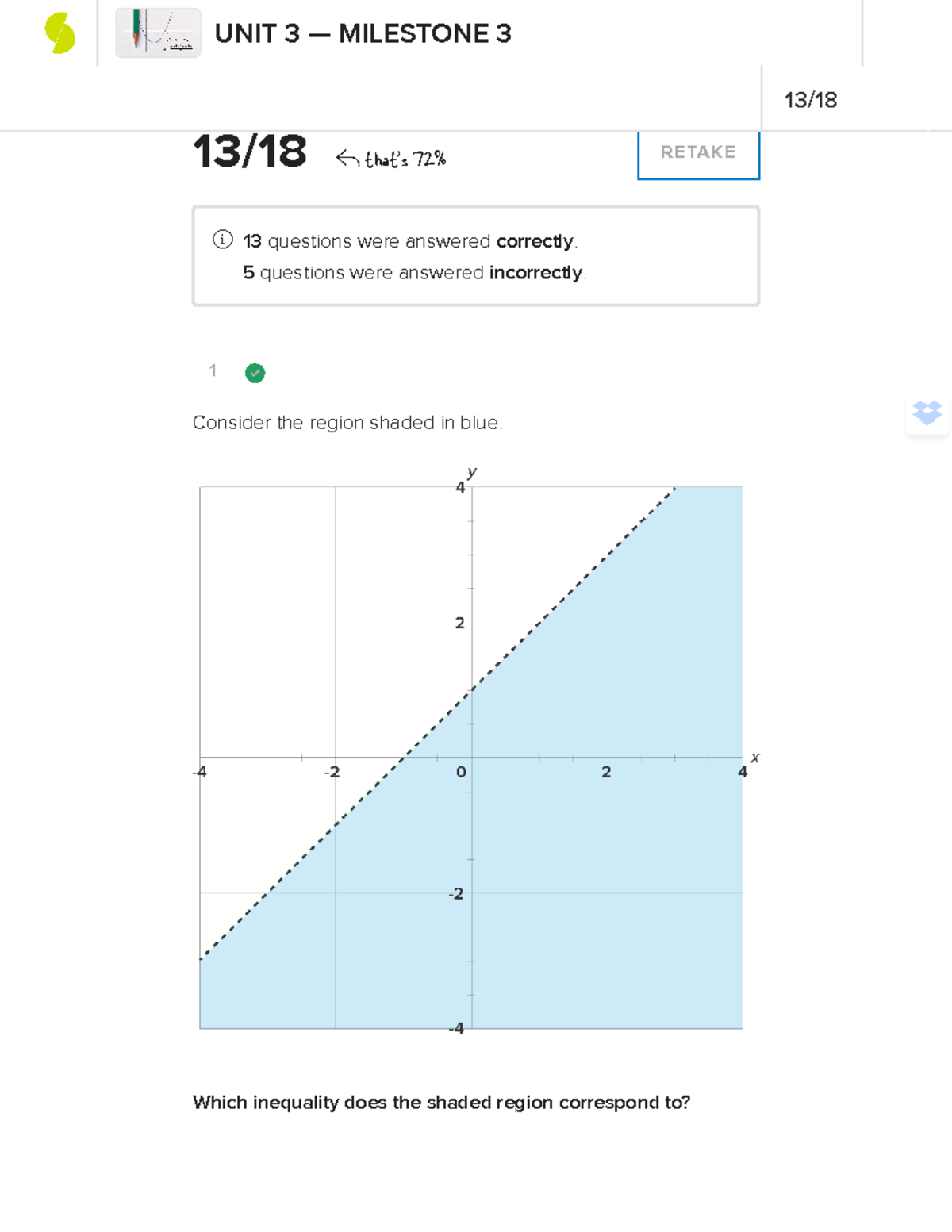 Sophia- College Alegbra Milestone 3 - 1 13/18 that's 72% RETAKE 13 ...