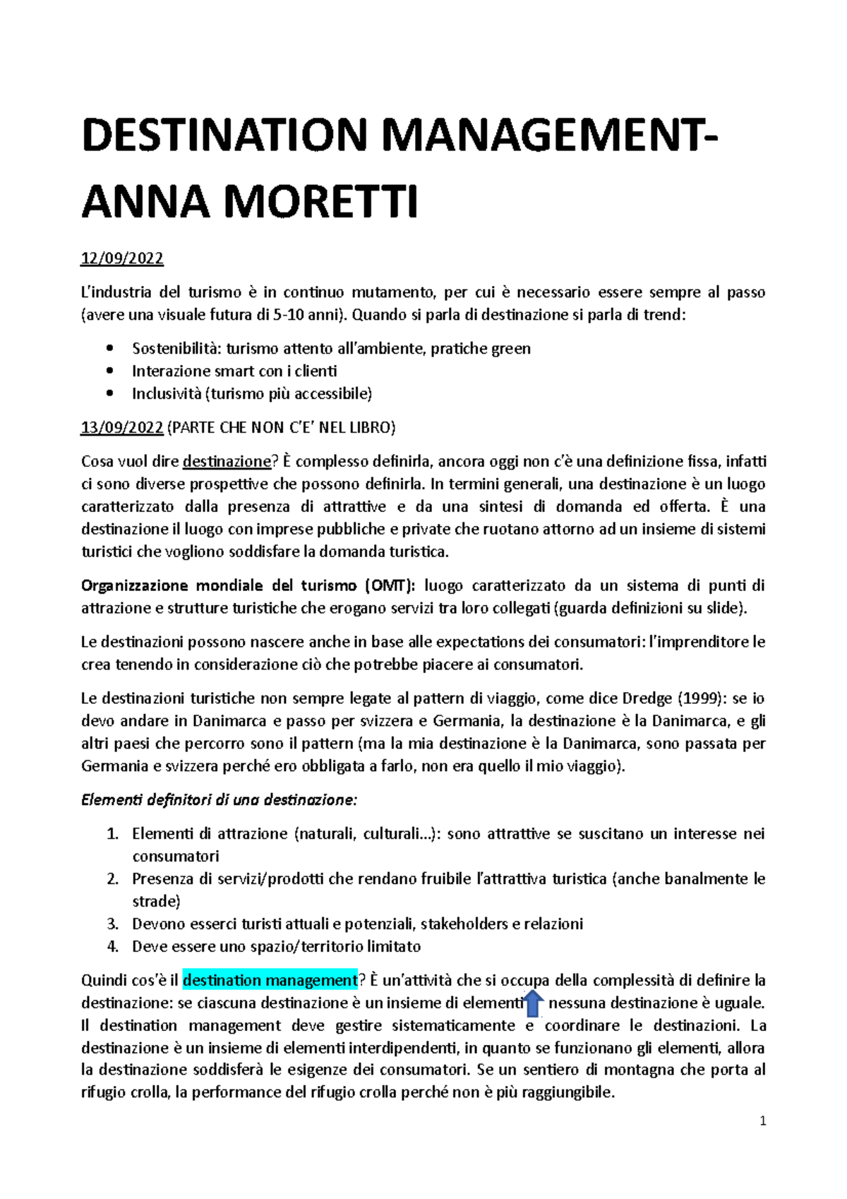 Destination Management - DESTINATION MANAGEMENT- ANNA MORETTI 12/09/ L ...