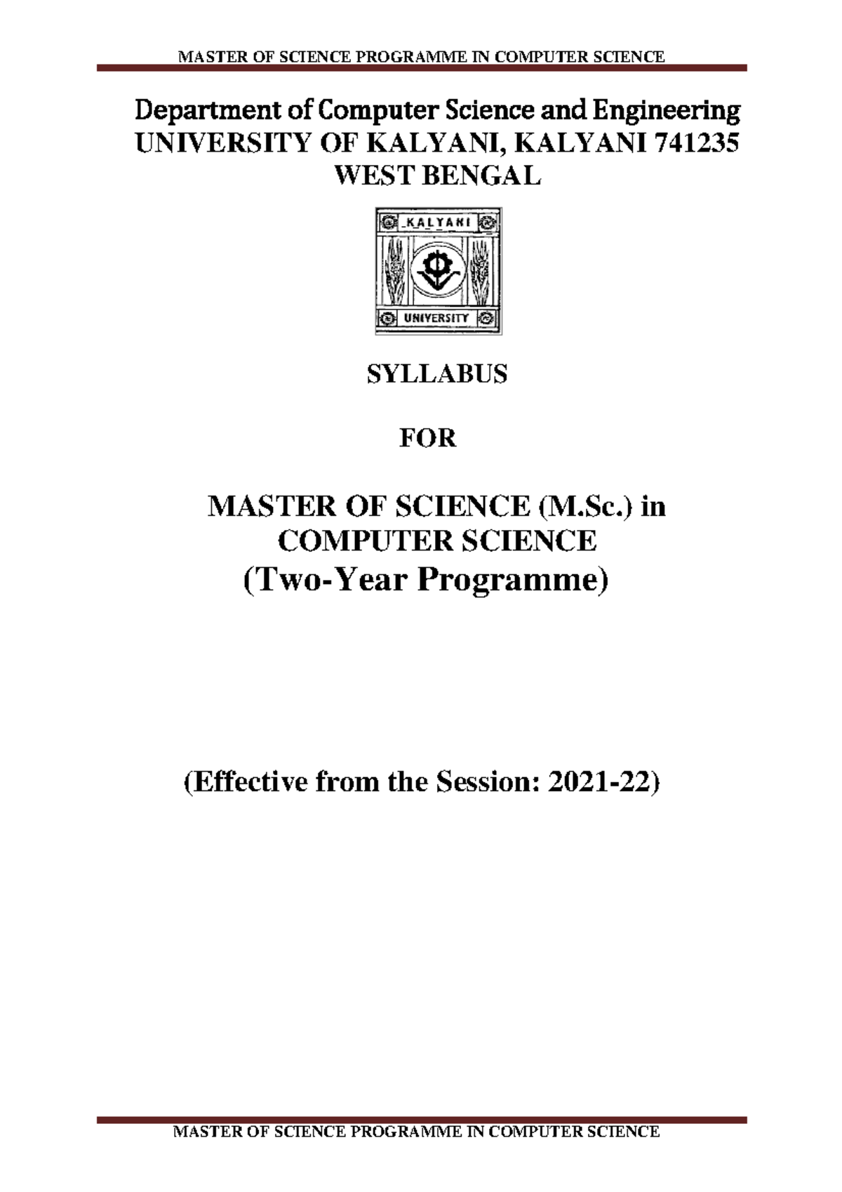 MSc-Computer-Science-KU 2021 Detail Syllabus final updated - Department ...