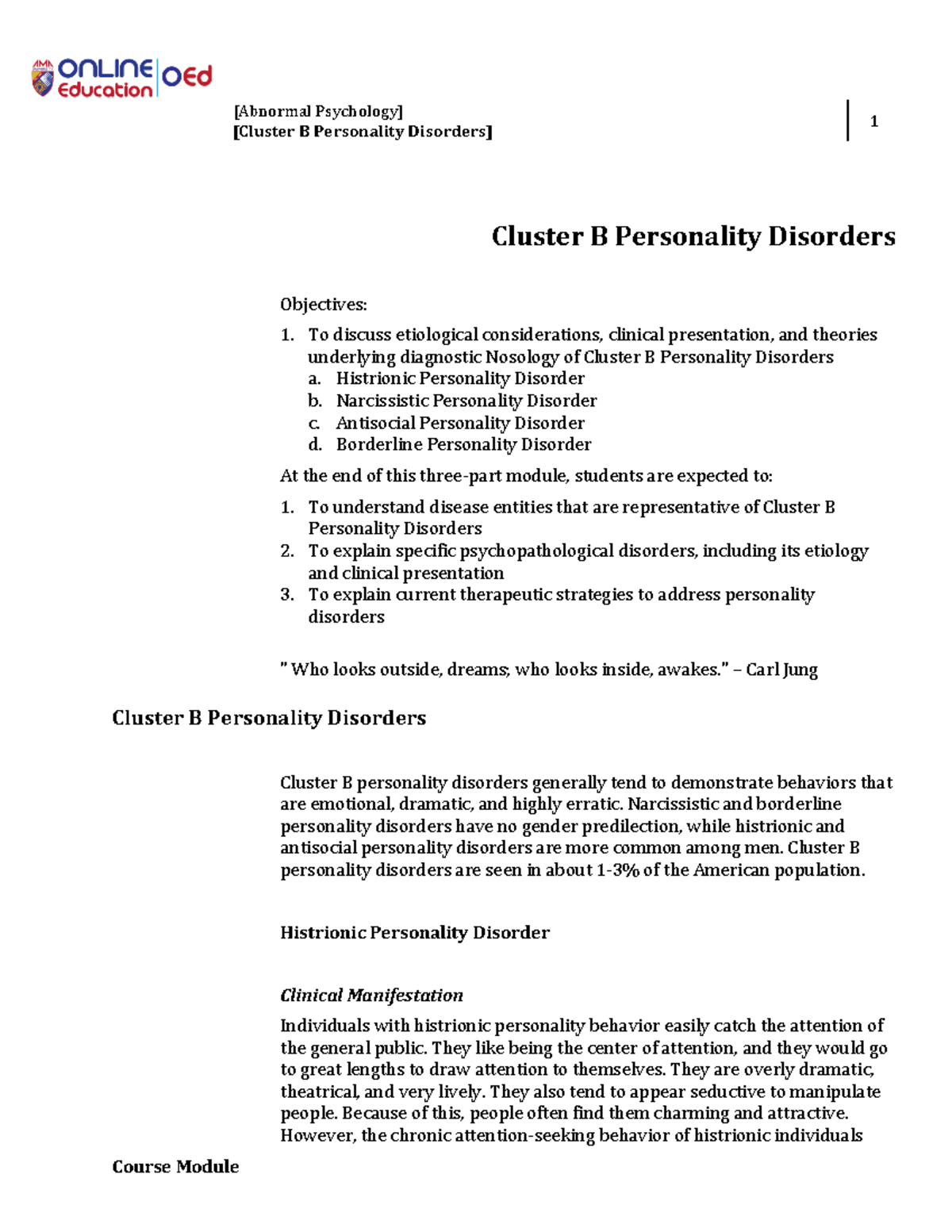 Cluster B Personality Disorders 11 - Histrionic Personality Disorder b ...