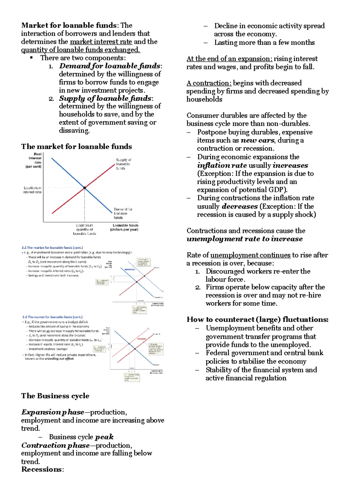 Macro notes sheet 3 - Market for loanable funds: The interaction of ...