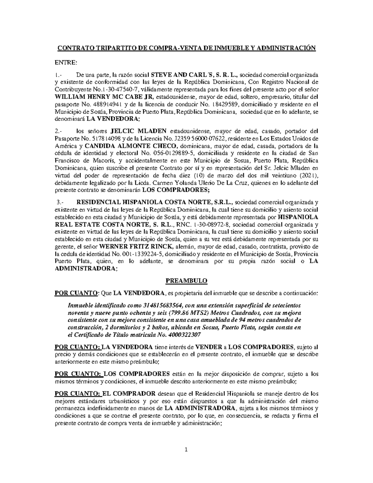 Contrato Tripartito DE Compra 49 - CONTRATO TRIPARTITO DE COMPRA-VENTA ...
