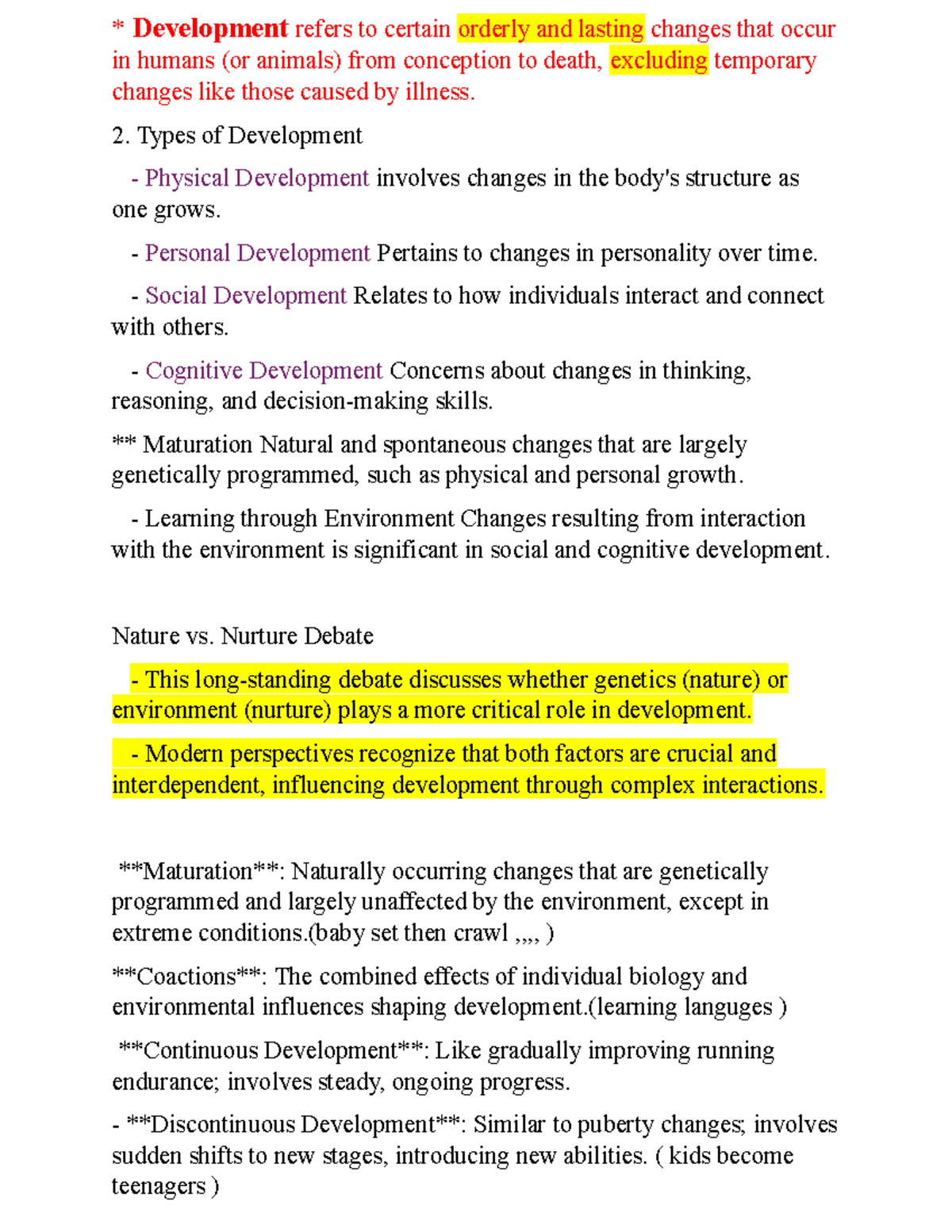 Development and Critical Periods in Development - * Development refers ...