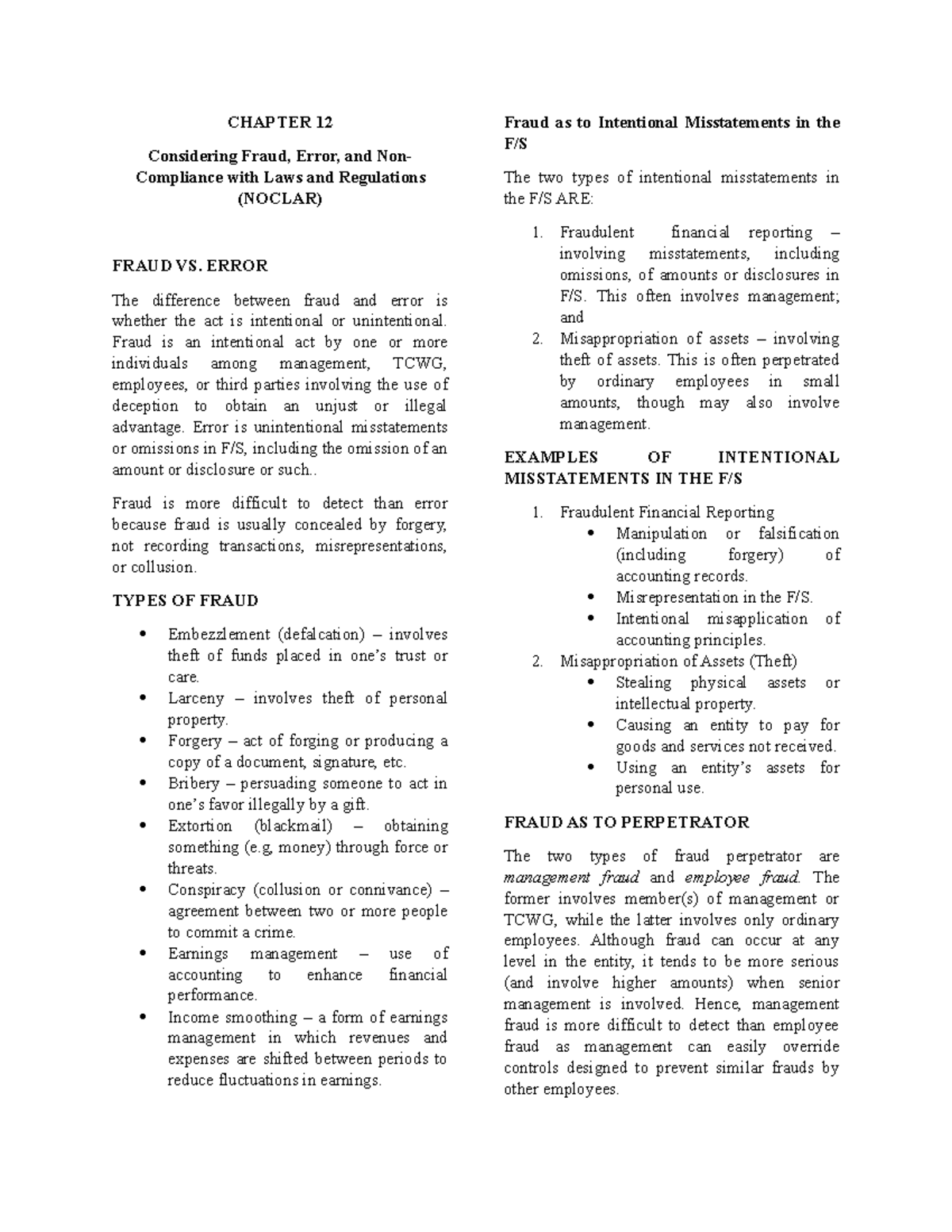 Chapter 12-14 auditing for notes summary - Accountancy - PUP - Studocu