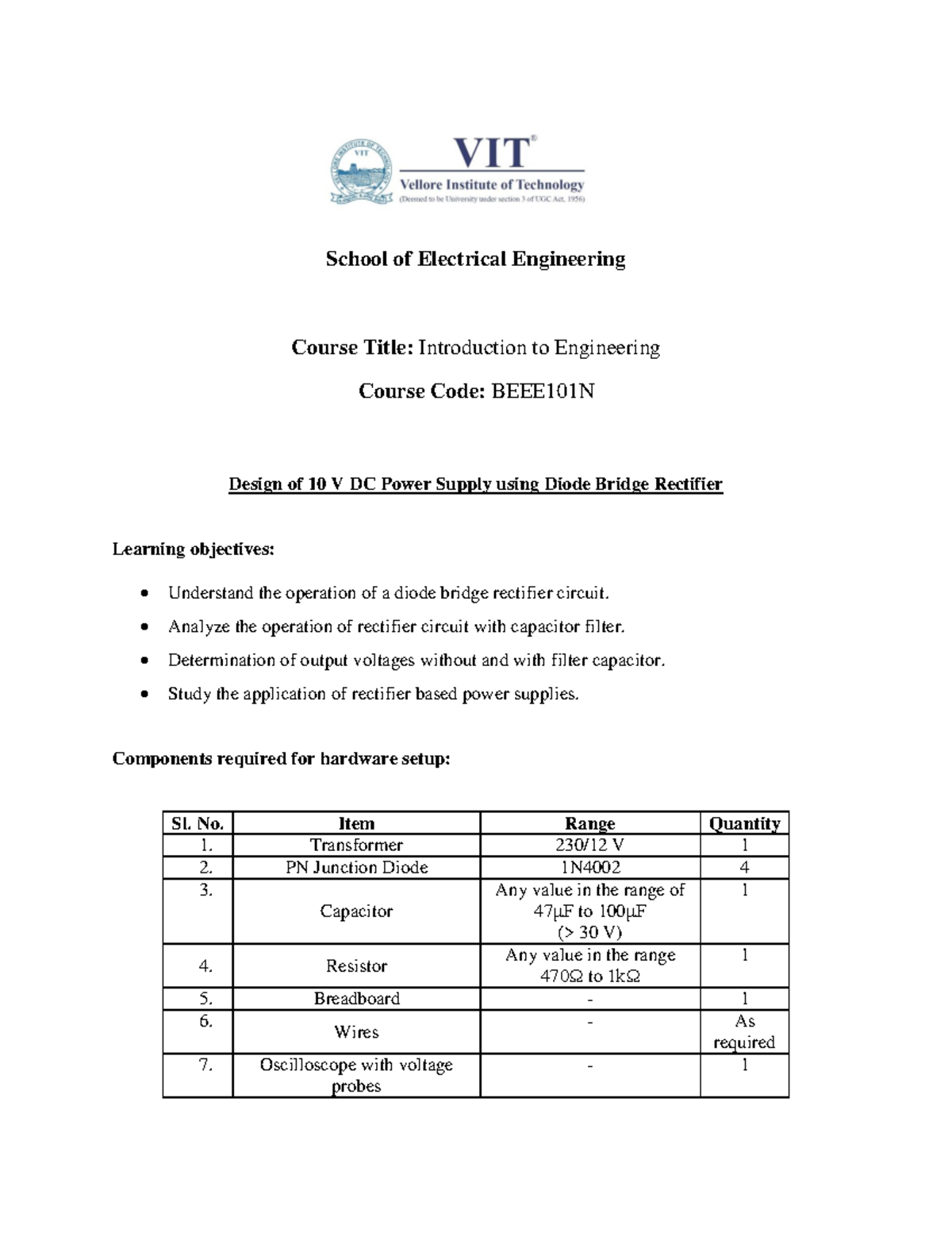 DC Power Supply using Rectifier - School of Electrical Engineering ...
