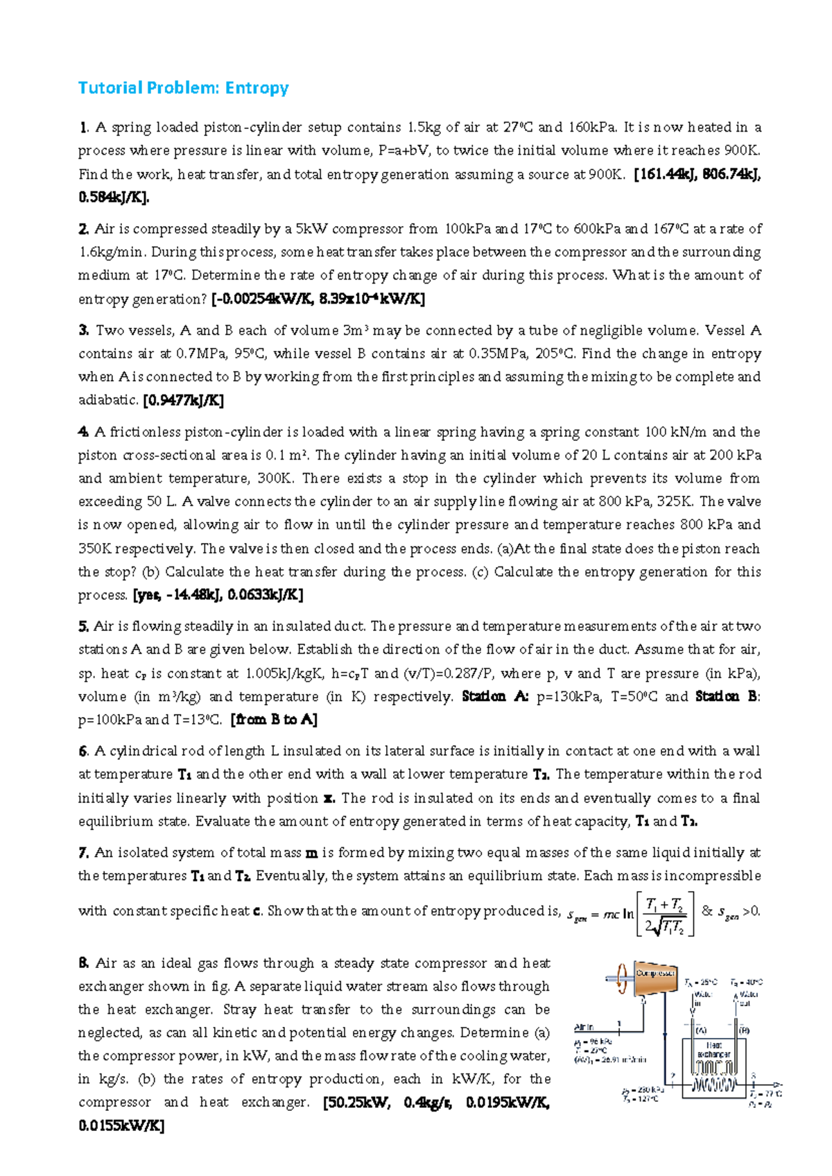 Thermo tutorial Entropy - Tutorial Problem: Entropy A spring loaded ...