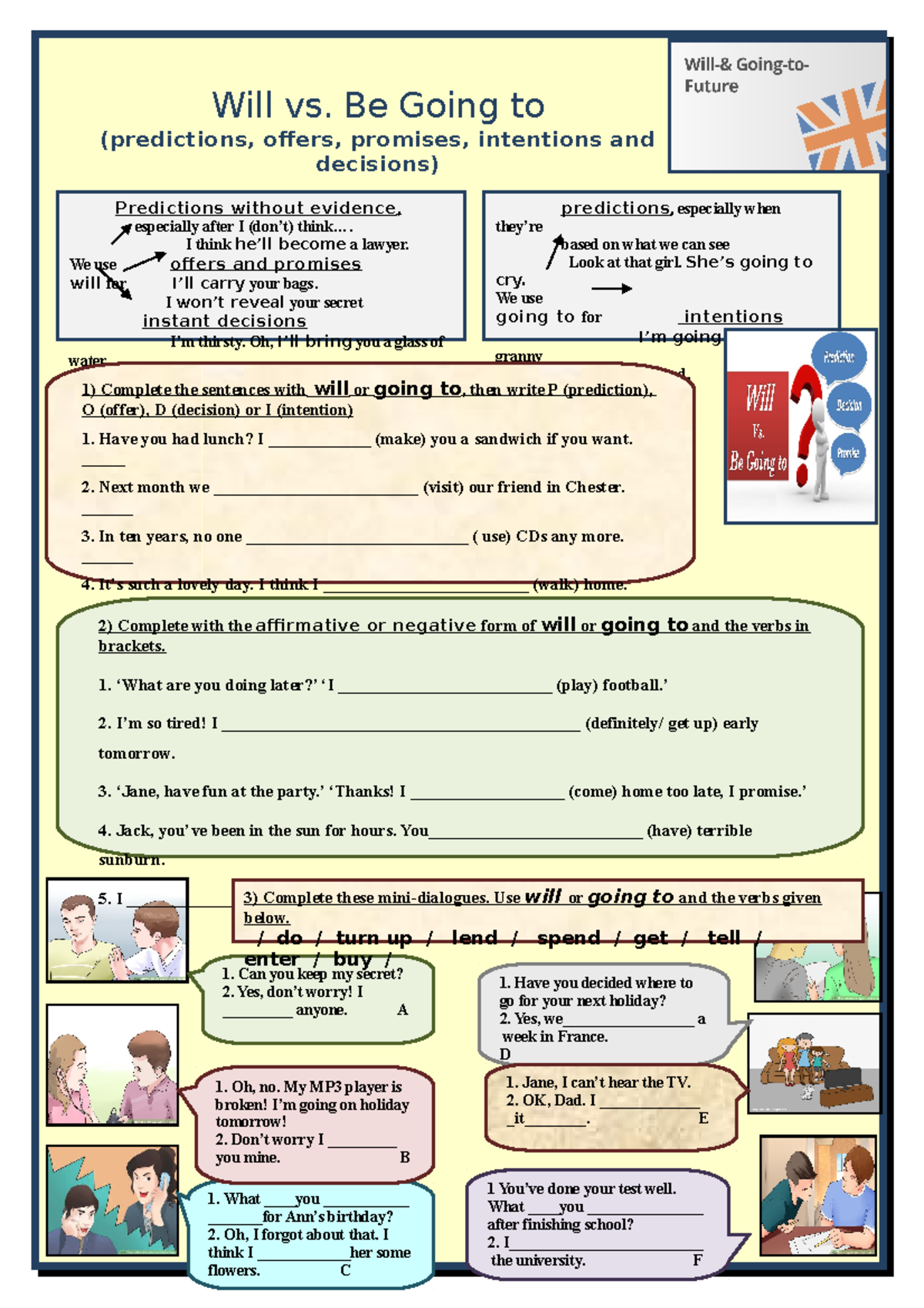 Exercise 2 - English III- STS - Will vs. Be Going to (predictions ...