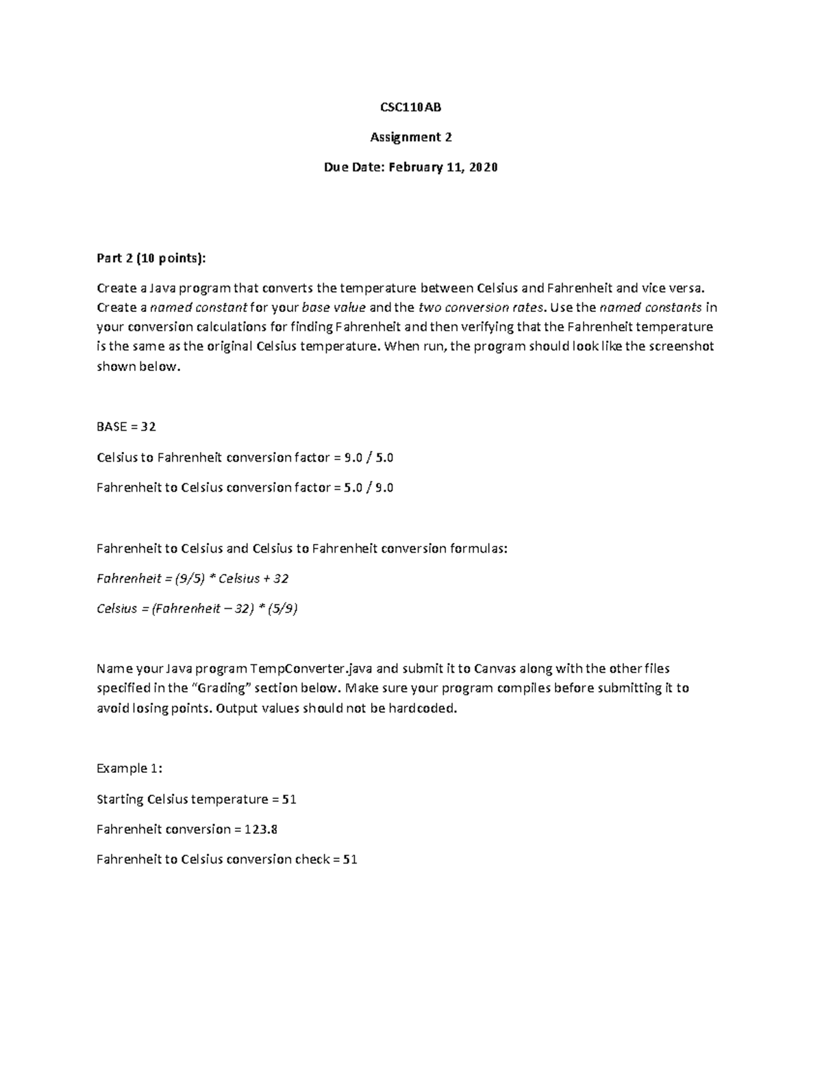 Assignment 2 Description CSC110AB Part 2 Spring 2021 - CSC110AB ...