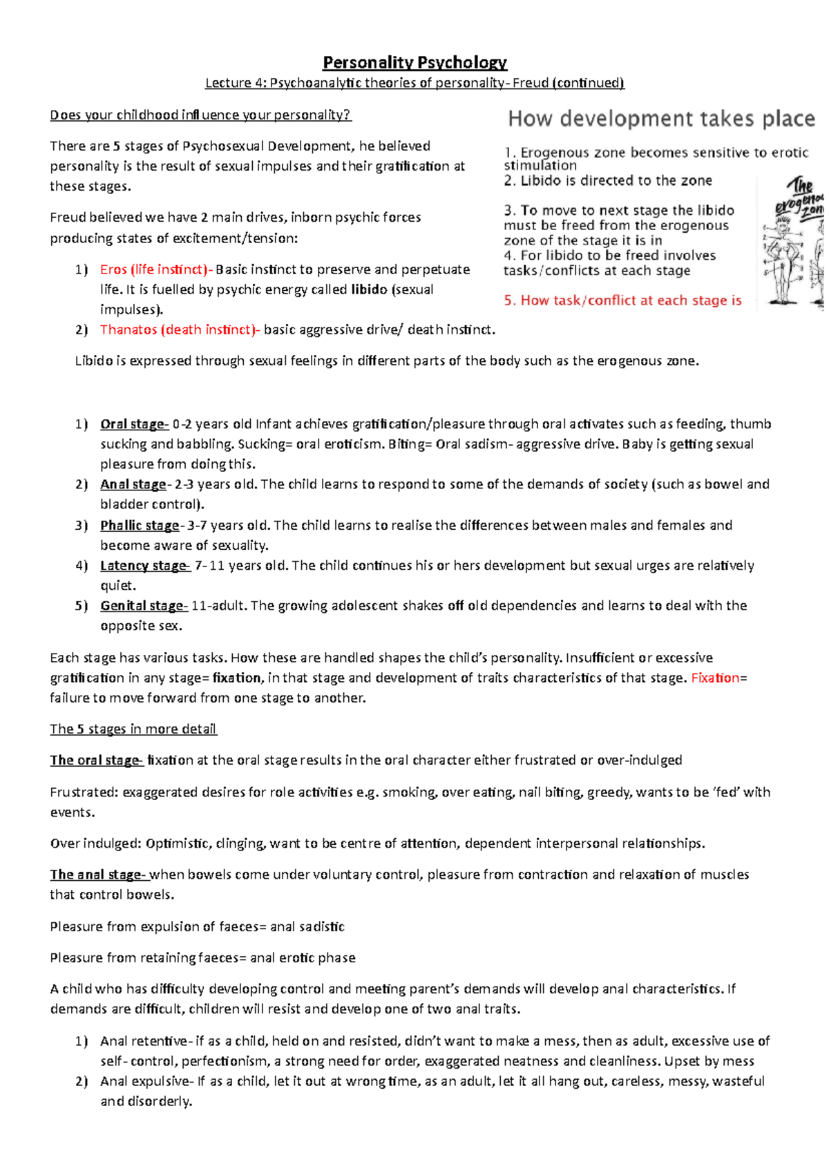 Lecture 4 - Personality Psychology Lecture 4: Psychoanalytic theories ...