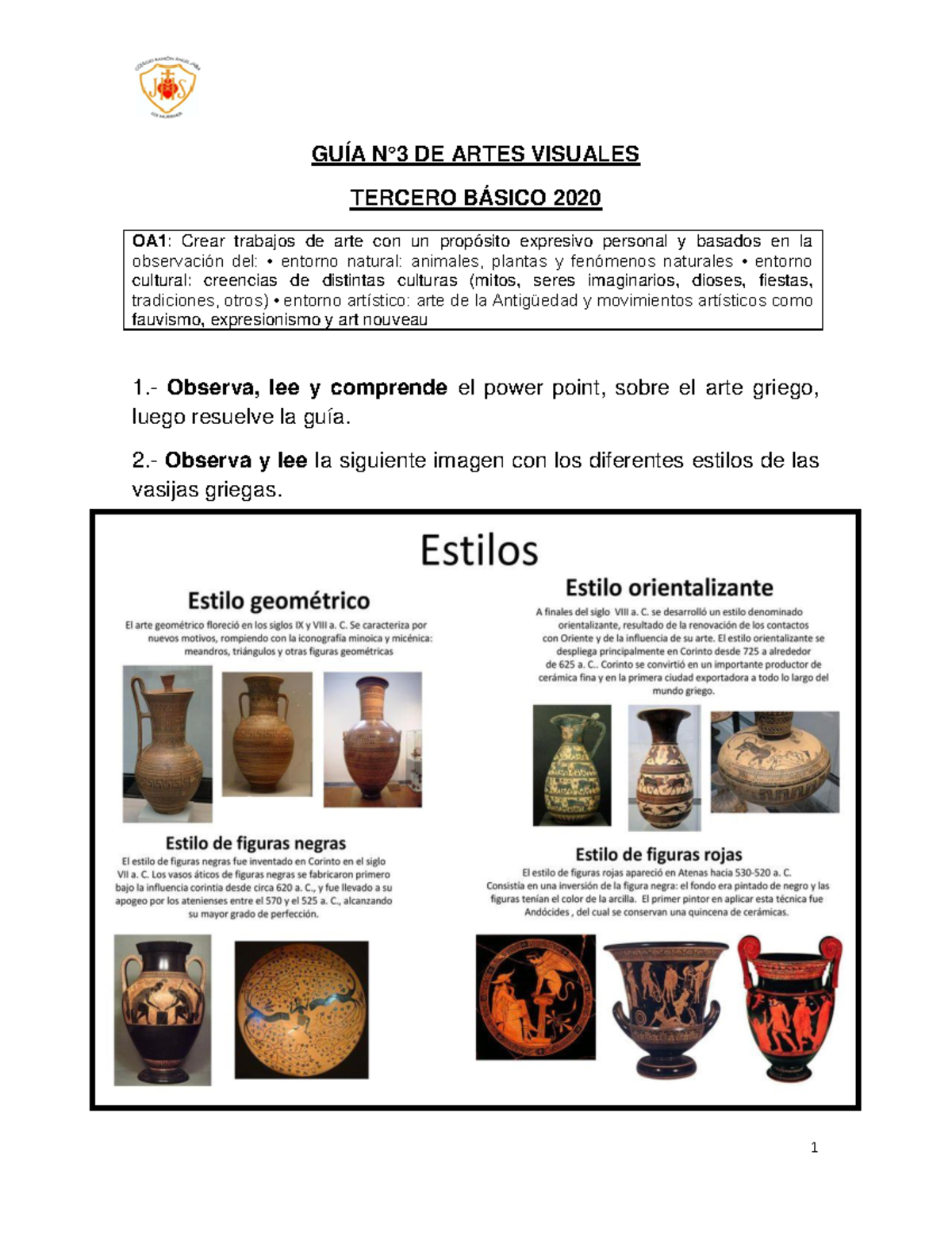 Arte guía3 3ro - guia lenguaje tercero - GUÍA N°3 DE ARTES VISUALES ...