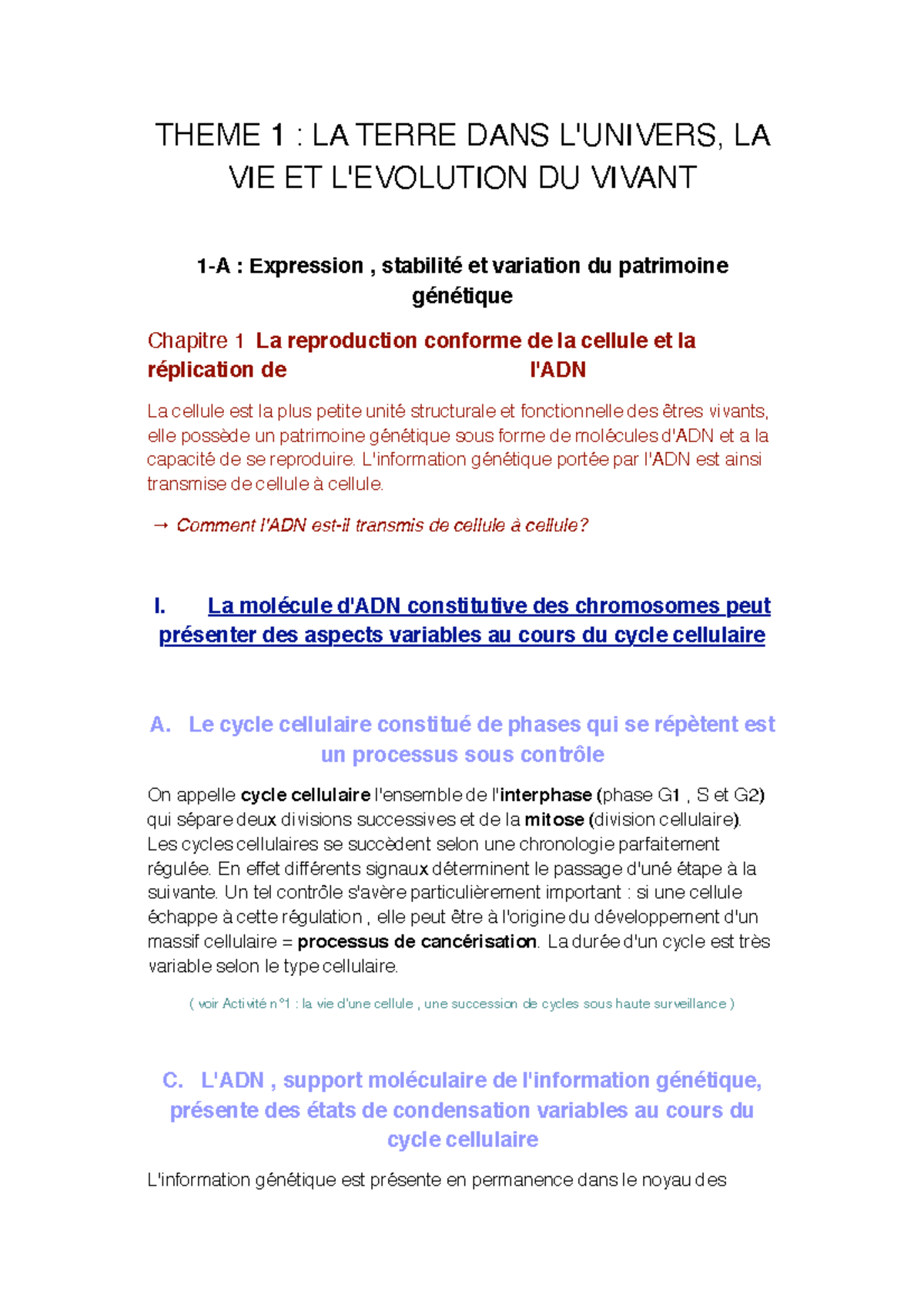 SVT chap 1 - svt - THEME 1 : LA TERRE DANS L'UNIVERS, LA VIE ET L ...