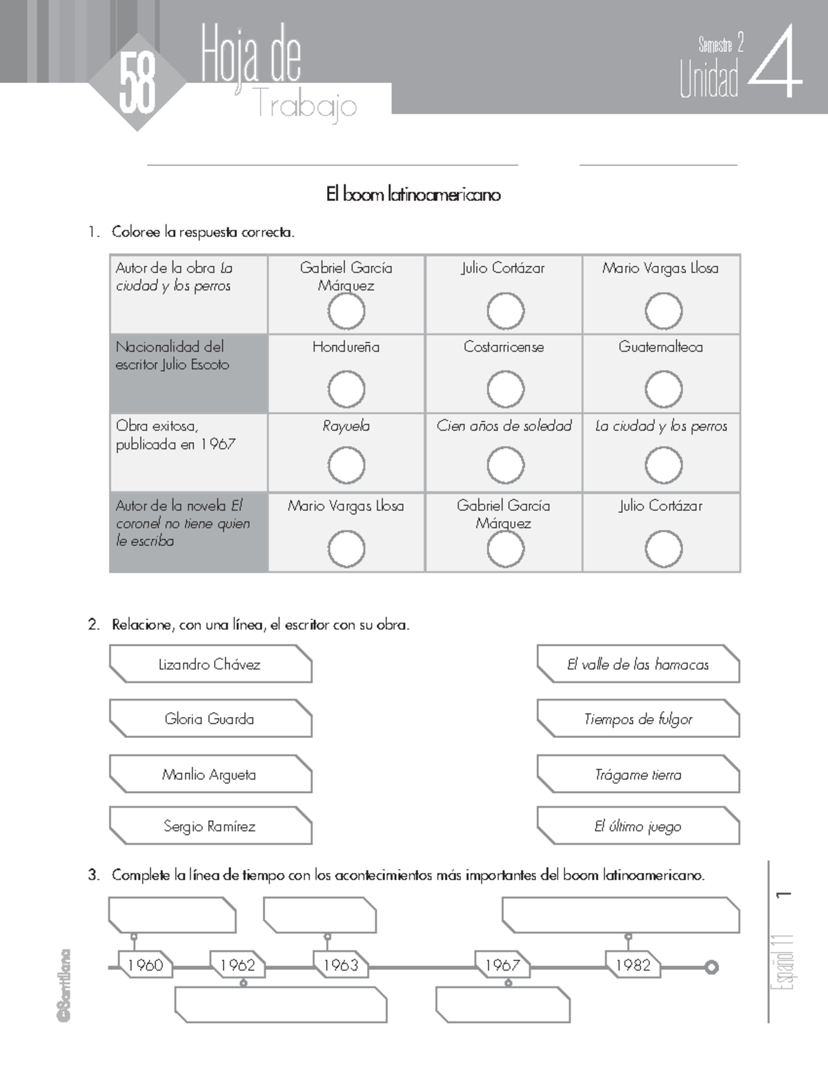 Boom latinoamericano Iibch - Nombre: Fecha: Hoja de 58 Trabajo Unidad ...