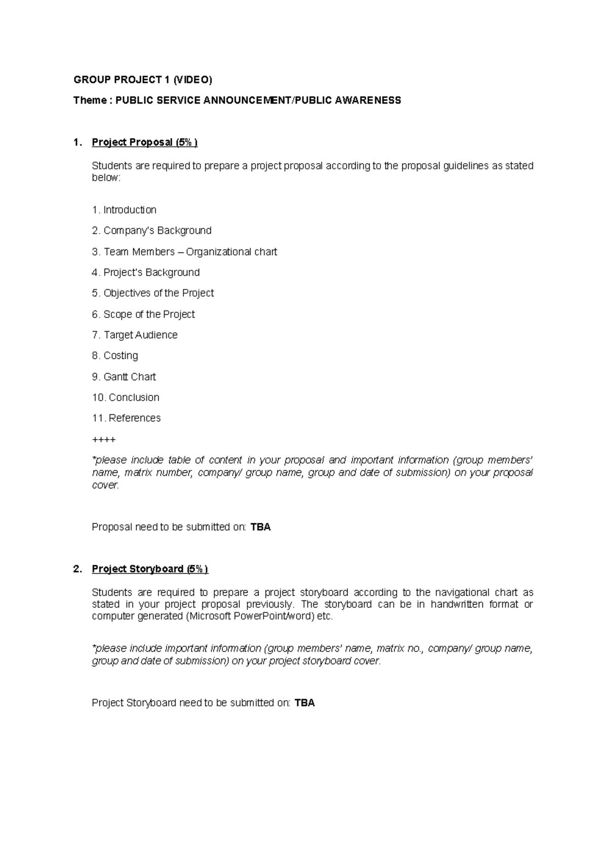 GP1 Guideline - GROUP PROJECT 1 (VIDEO) Theme : PUBLIC SERVICE ...