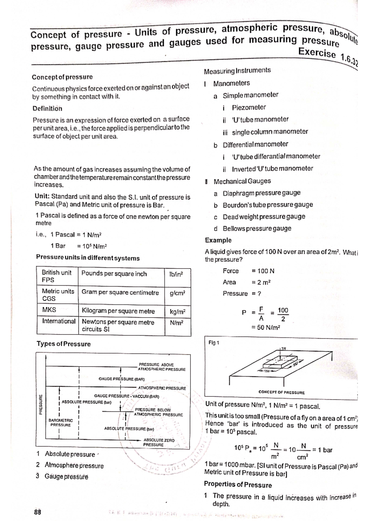 New2 - Concepts of Pressure - Mechanics of solid - Studocu