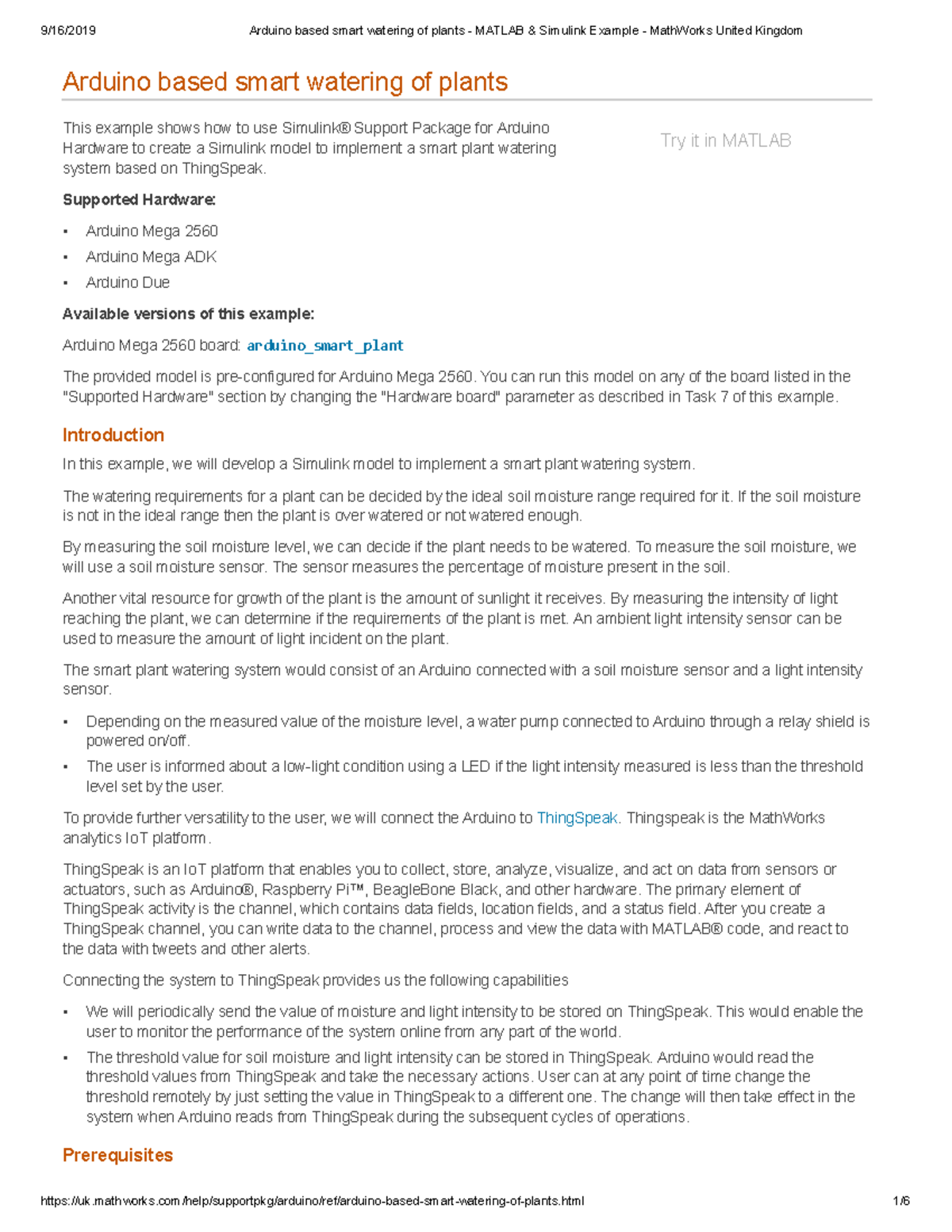 Arduino Based Smart Watering Of Plants Matlab And Simulink Project • • • • • • • Arduino Based
