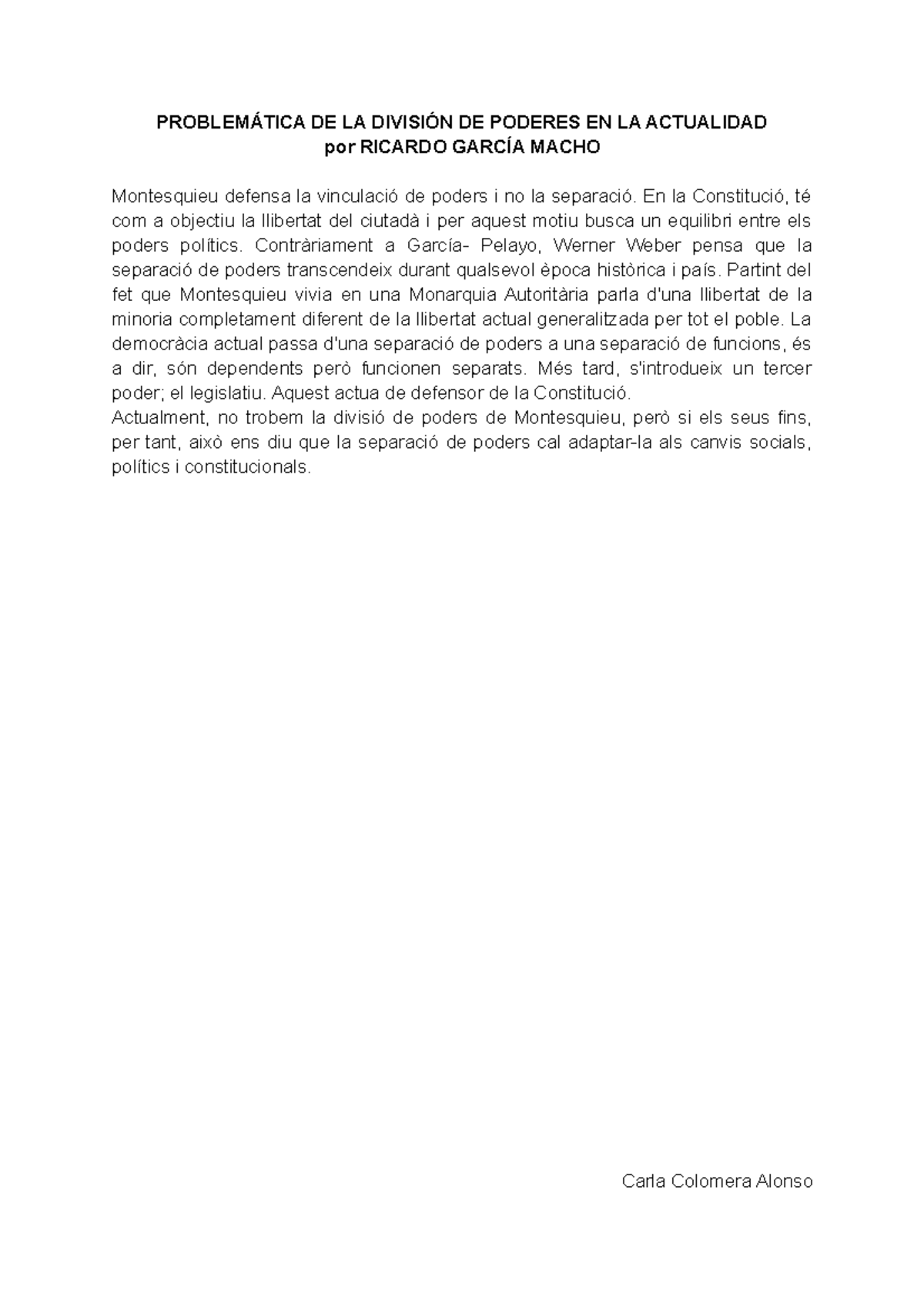 Problemática DE LA División DE Poderes EN LA Actualidad- Ricardo García ...