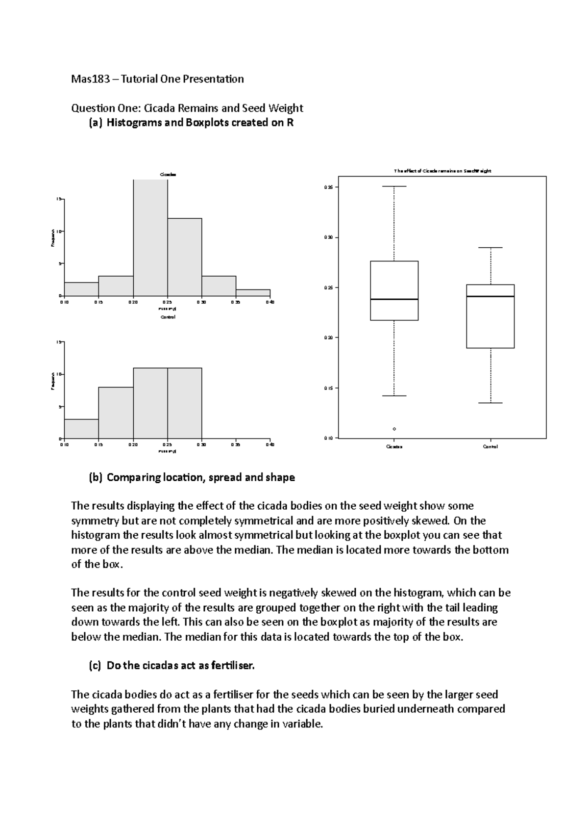 Mas183 - Tutorial 1 Presentation - Mas183 – Tutorial One Presentation Question One: Cicada ...