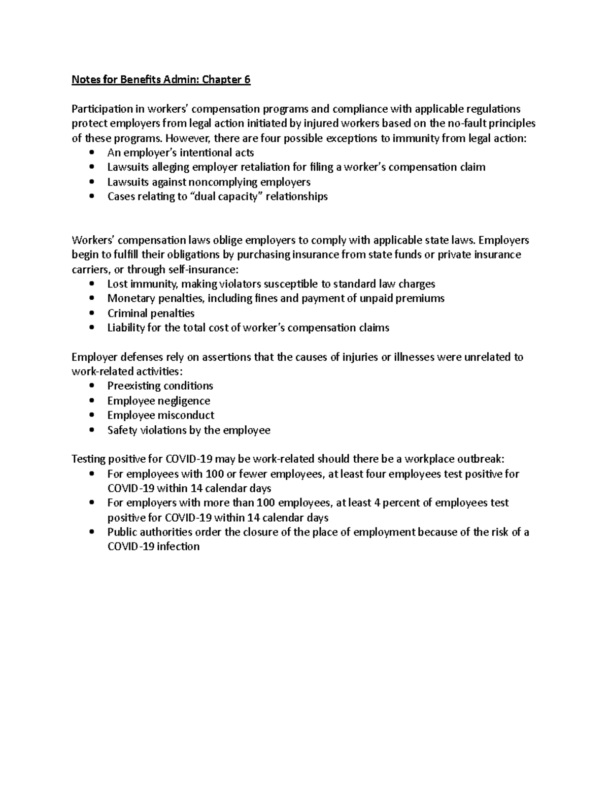 Notes for Benefits Admin-Chapter 6 - Notes for Benefits Admin: Chapter ...