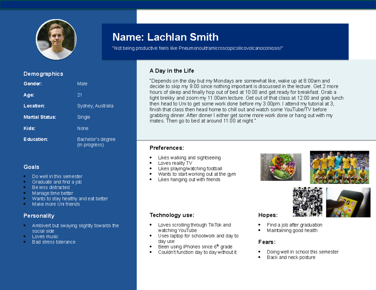 Persona-template - A Day in the Life “Depends on the day but my Mondays ...