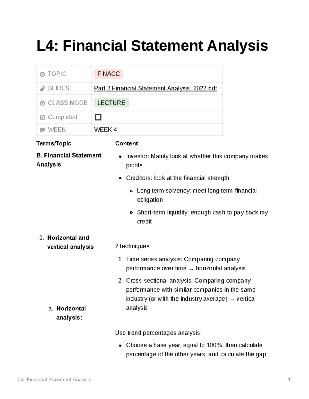 L4 Financial Statement Analysis - L4: Financial Statement Analysis ...