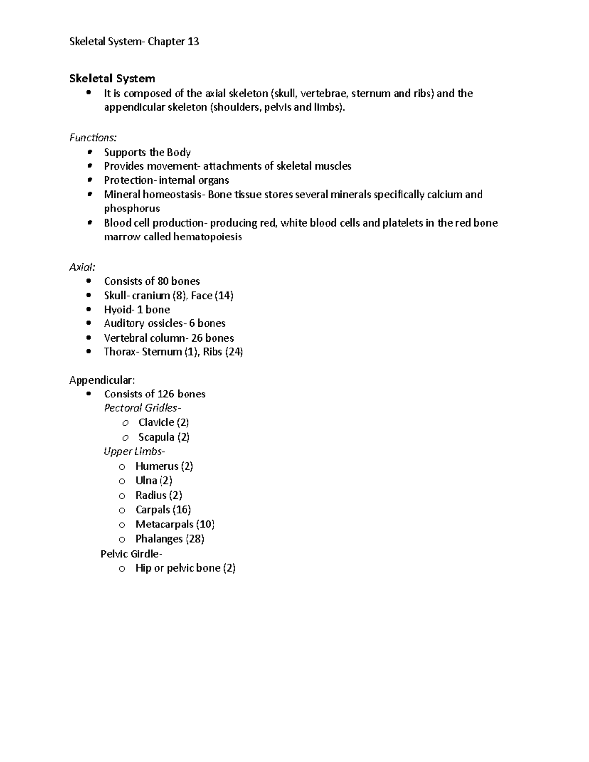 Skeletal System-Chapter 13 - Skeletal System- Chapter 13 Skeletal ...