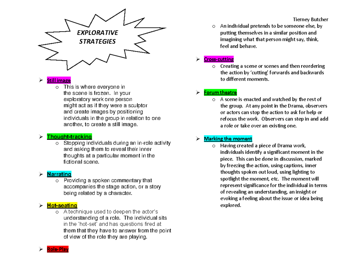 Explorative Strategies in Drama - Tierney Butcher Still image o This is ...