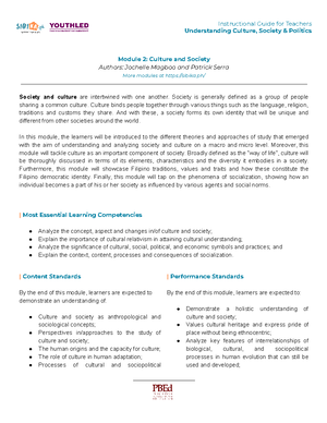 Sibika - Understanding Culture, Society & Politics Module 3: Family ...