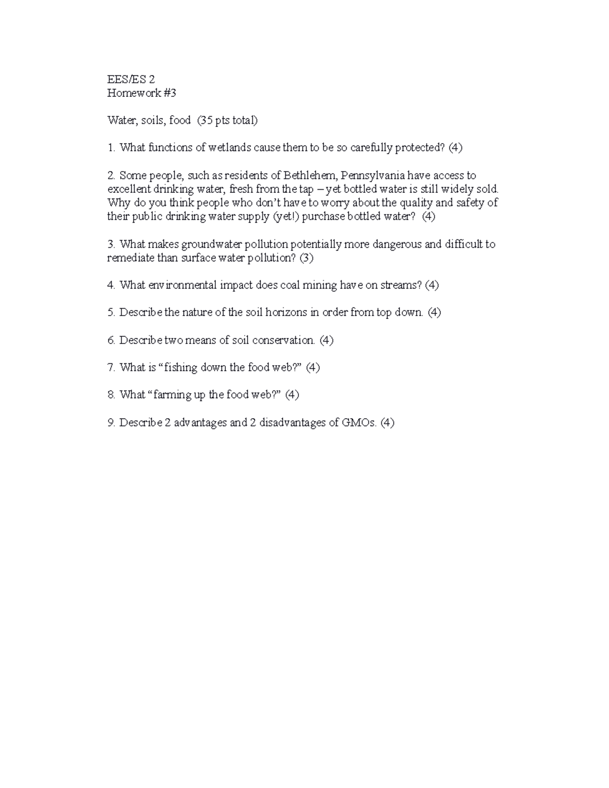 3. Water, soils, food 35 - EES/ES 2 Homework # Water, soils, food (35 ...