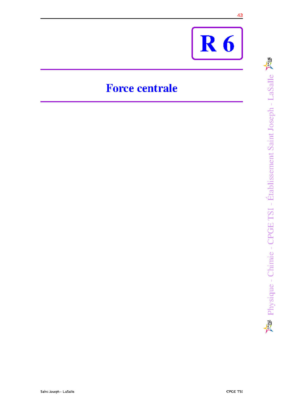Force-centrale - Mecanique - Physique - Chimie - CPGE TSI - Établissement Saint Joseph - LaSalle ...