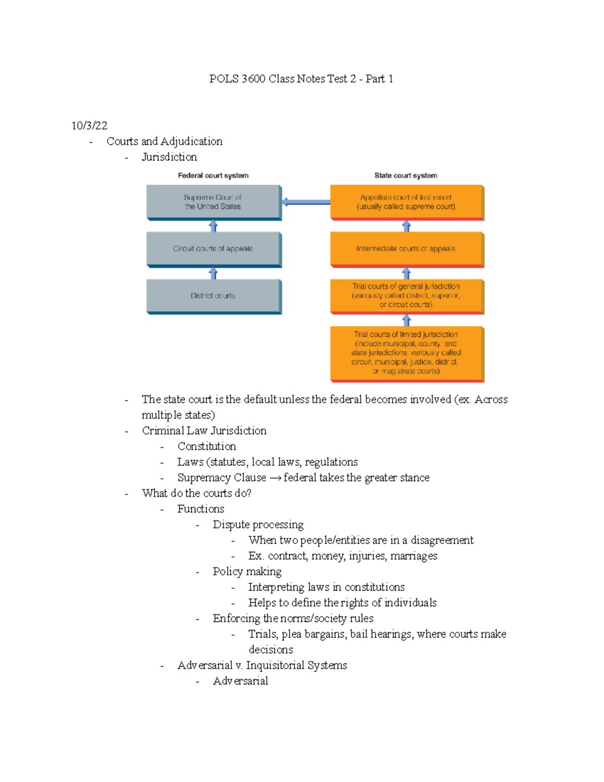 POLS 3600 Class Notes Test 2 - Part 1 - POLS 3600 Class Notes Test 2 ...