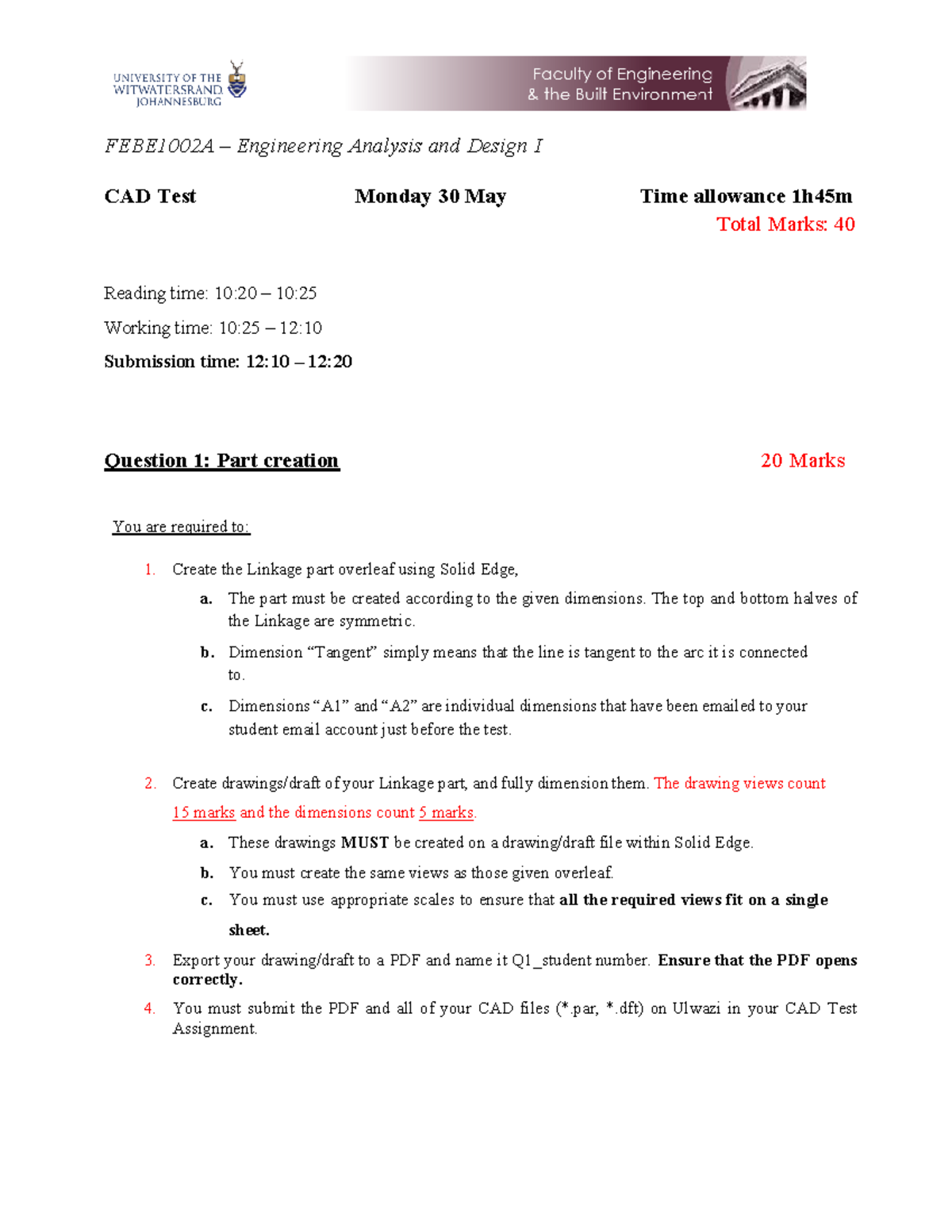 CAD Test 2022 B 230526 221847 - FEBE1002A – Engineering Analysis and ...