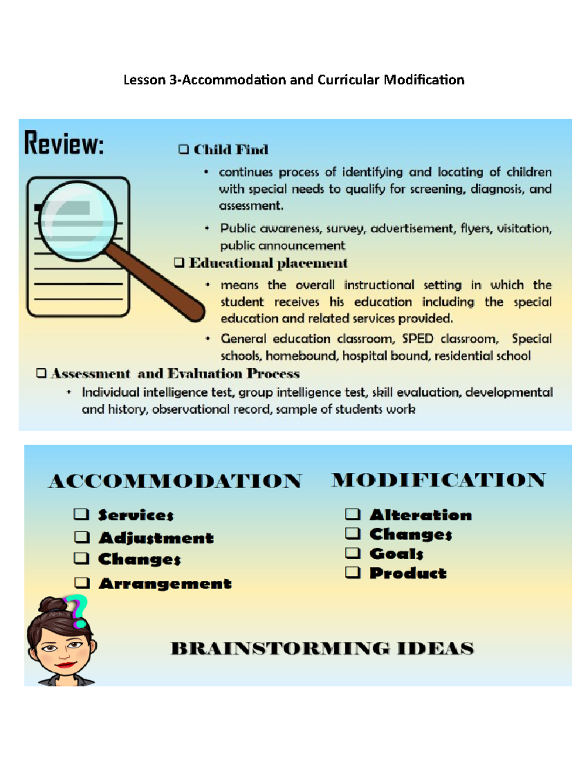 Lesson 3 Accommodation and Curricular Modification - Lesson 3 ...