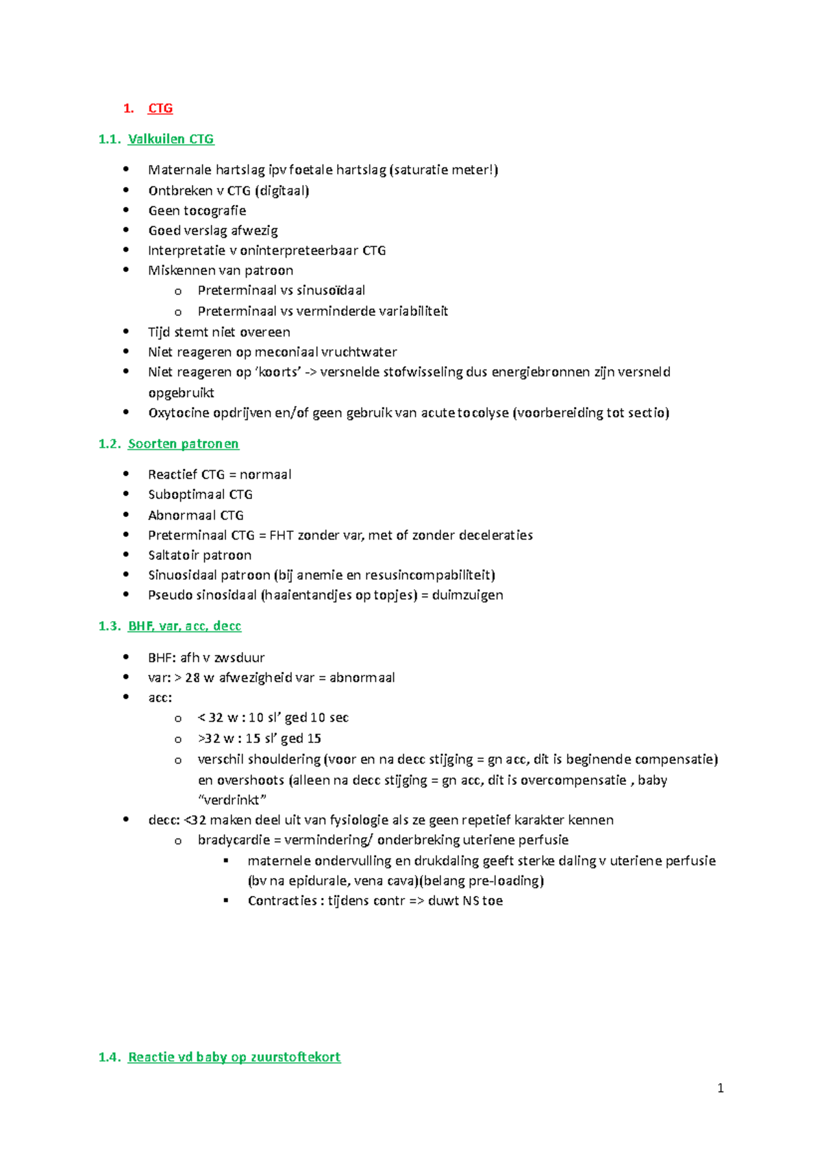 CTG en STAN samenvatting - 1. CTG Valkuilen CTG Maternale hartslag ipv ...