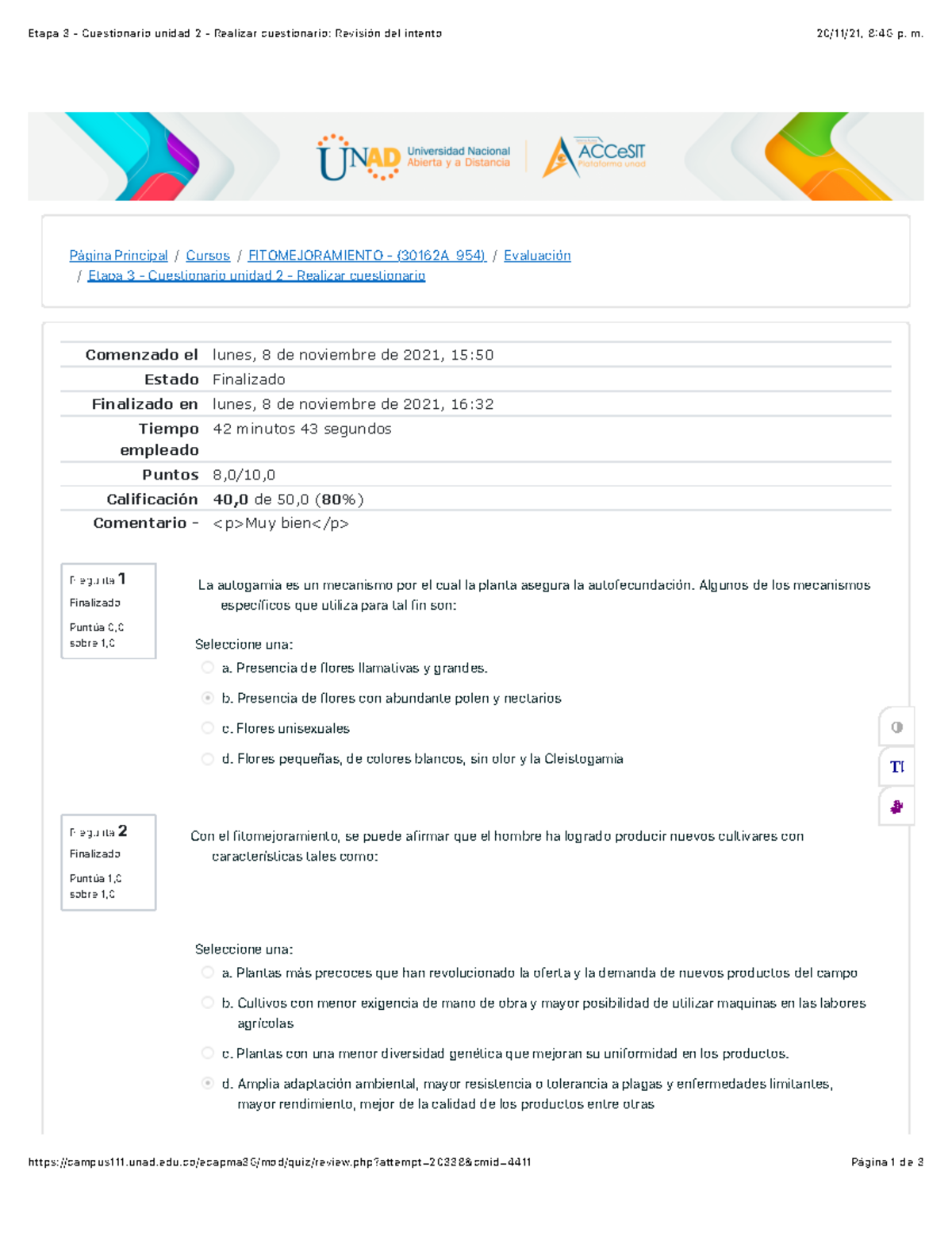 Etapa 3 - Cuestionario unidad 2 - Realizar cuestionario: Revisión del ...